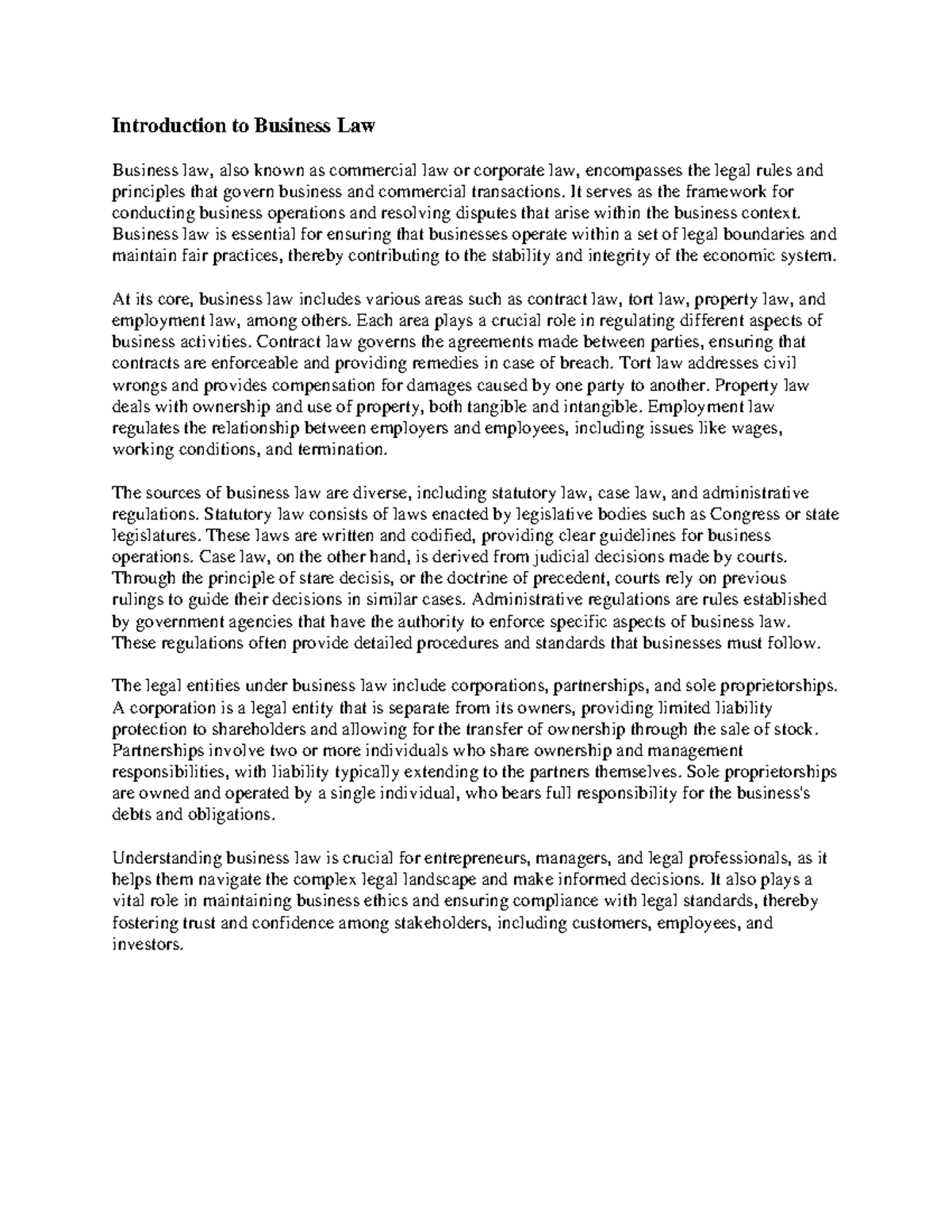 Business Law Also Known As Commercial Law Or Corporate Law It Serves