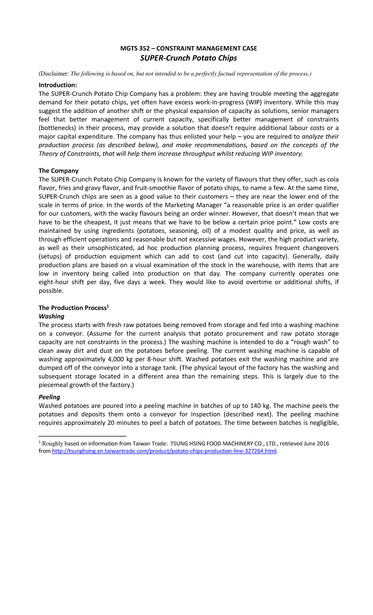 Supercrunch Rev 2016 (case & requirements) W 2018 - MGTS 352 ...