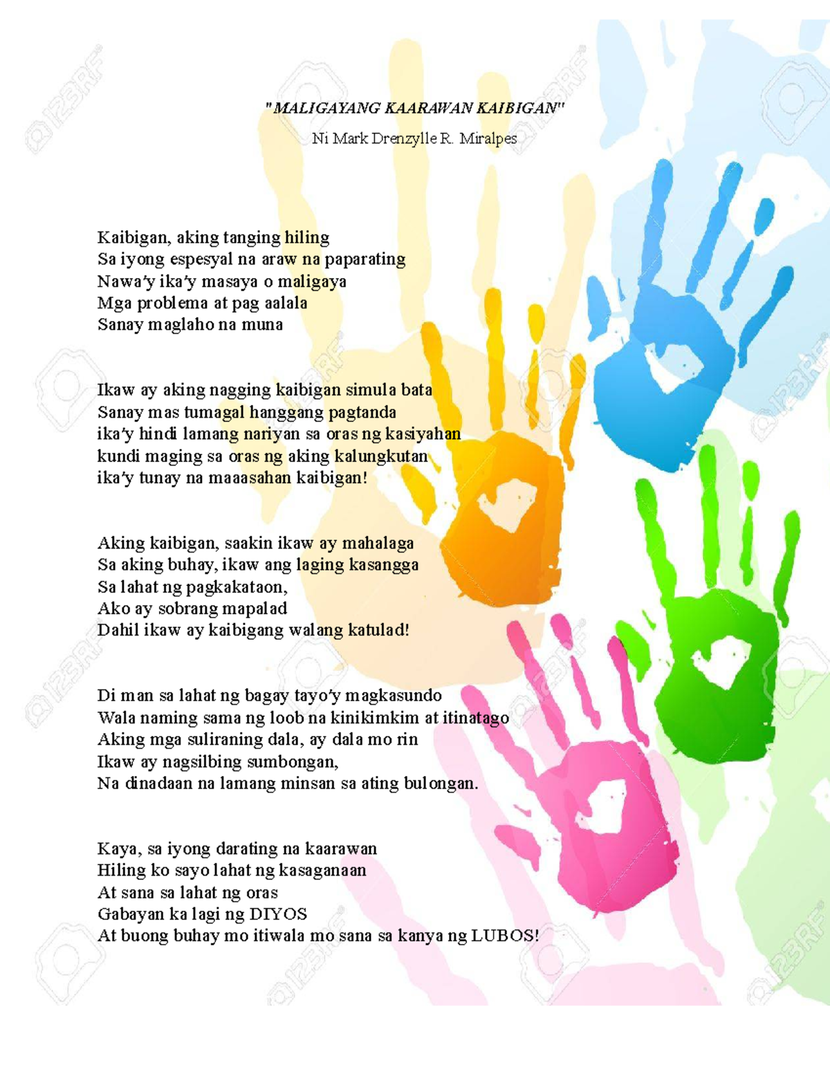 Maligayang Kaarawan Kaibigan - ′′MALIGAYANG KAARAWAN KAIBIGAN′′ Ni Mark ...