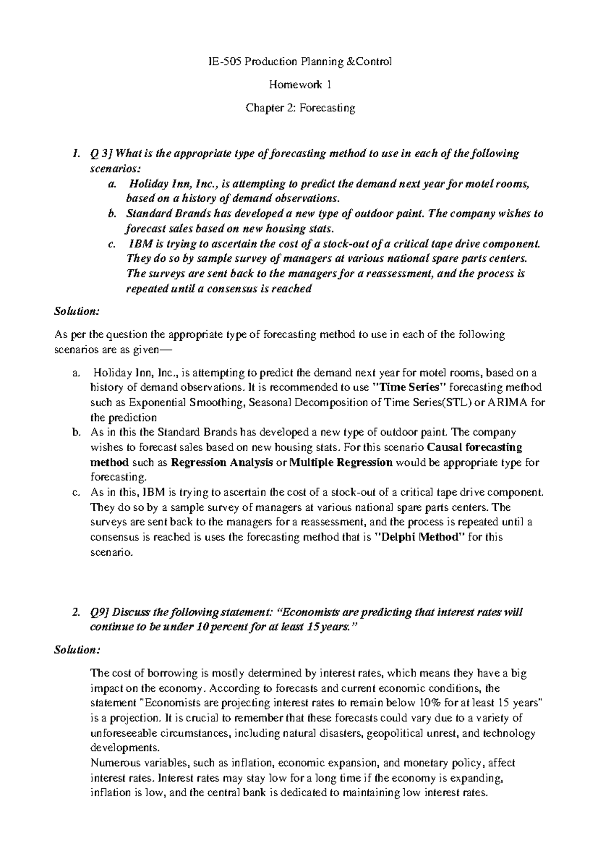 Joshi Prajakta HW 2 - PPC homework 2 - IE-505 Production Planning &Control Homework 1 Chapter 2 ...