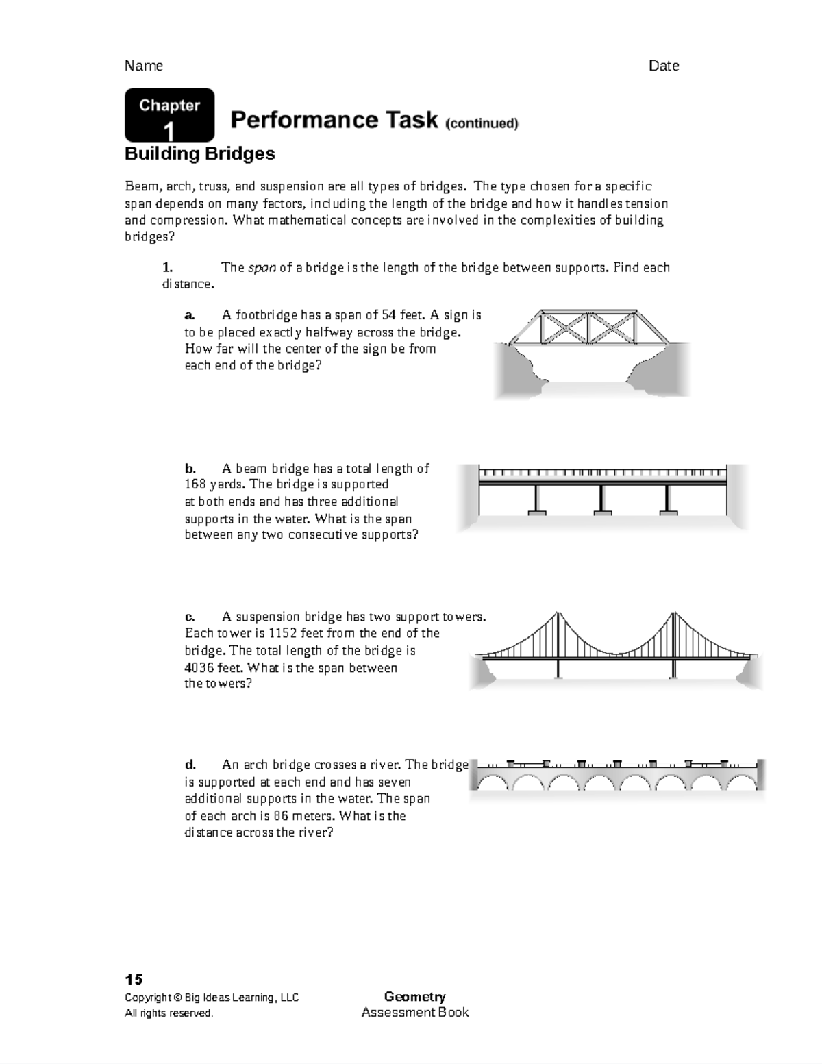 Extension Task Unit 1 - Name Date Building Bridges Beam, arch, truss, and suspension are all ...