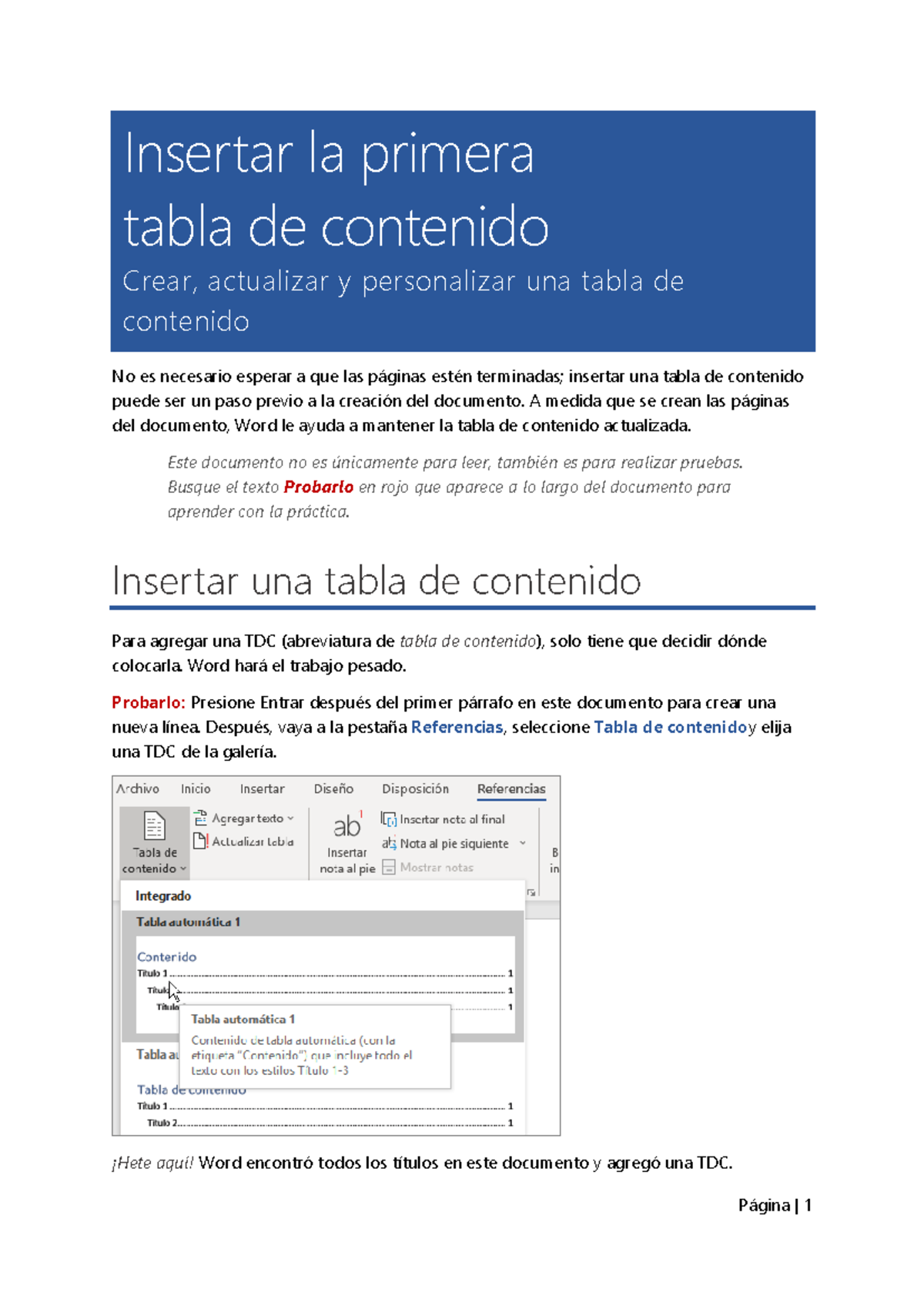 Insertar la primera ...