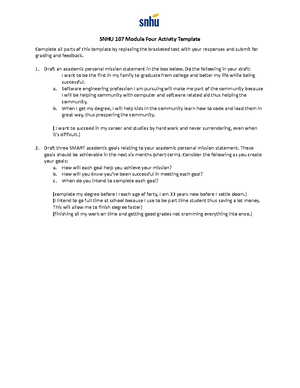 SNHU 107 Project - SNHU 107 Project Template Academic Success Plan Use ...