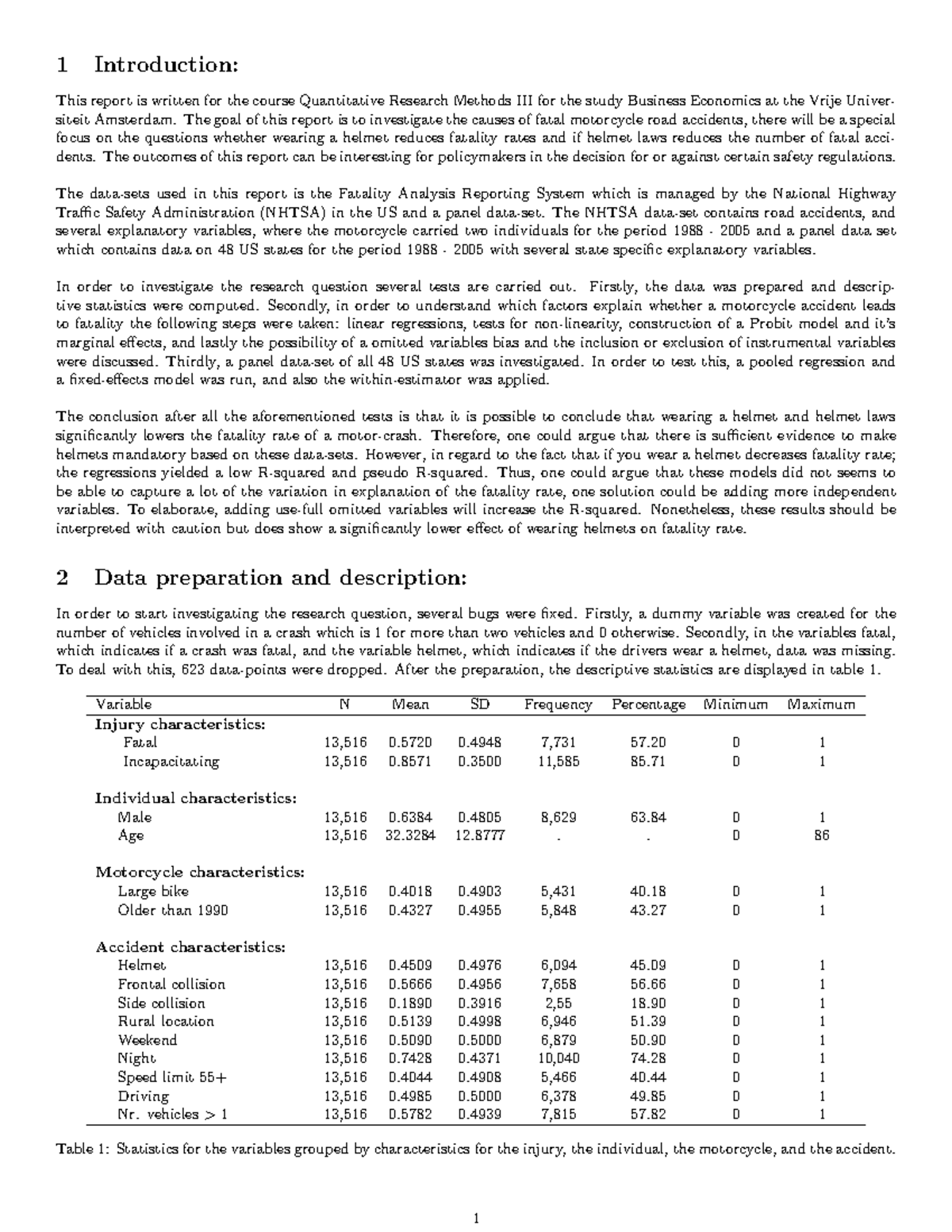 QRM III - Case II - 1 Introduction: This report is written for the ...