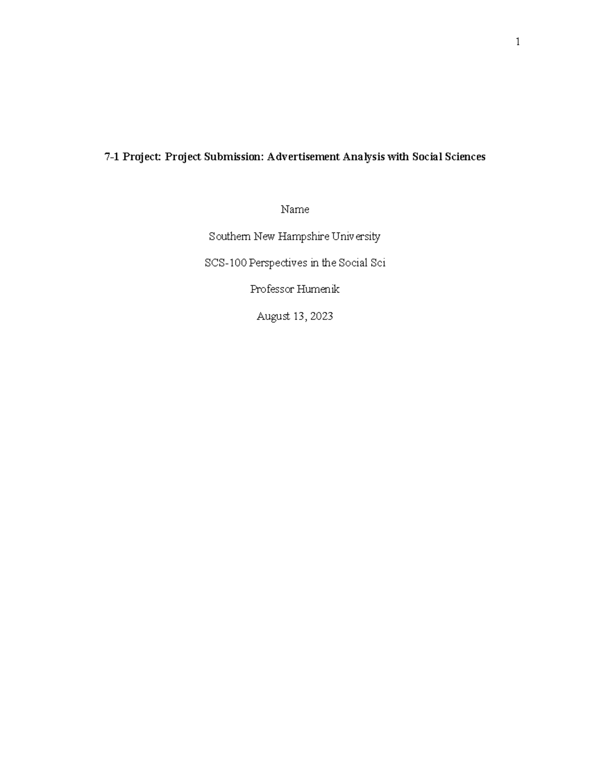 SCS 100 Module 07 Project Submission - 7-1 Project: Project Submission ...