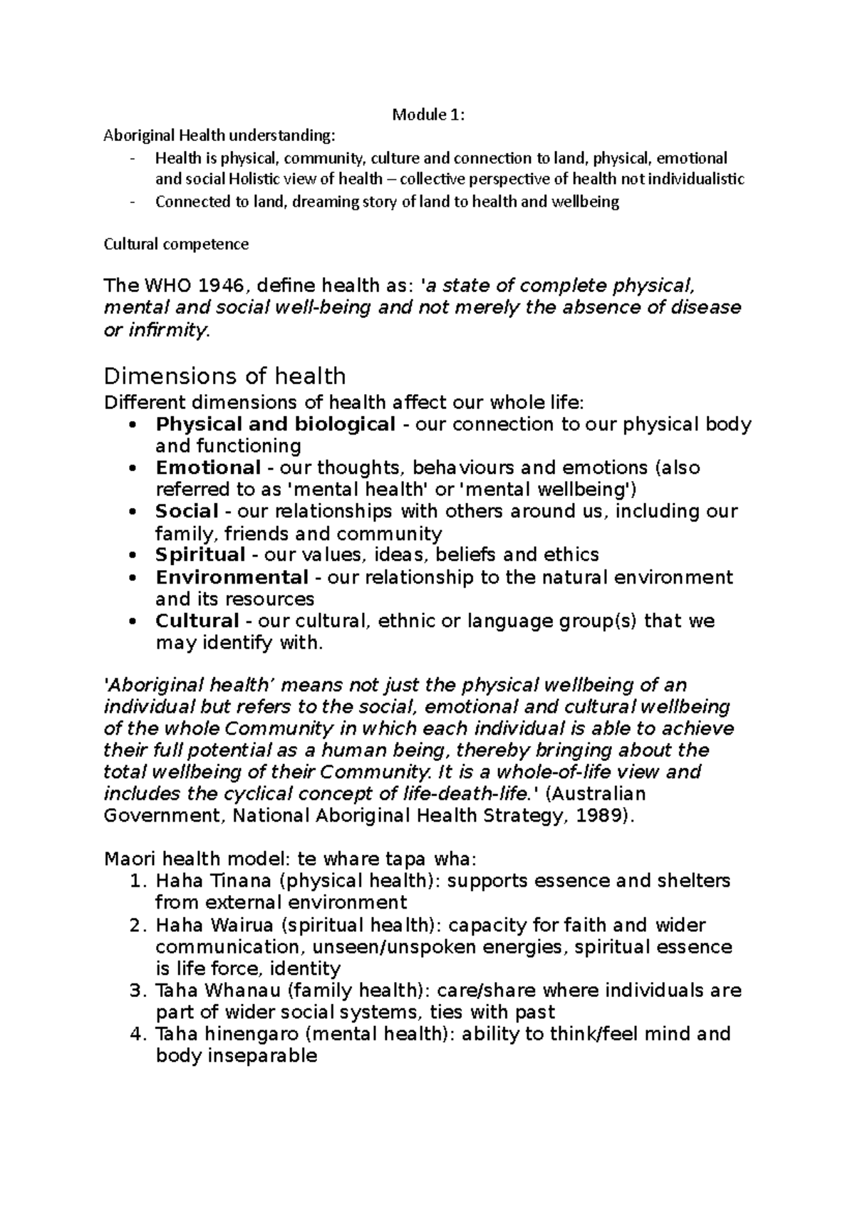 OLET1616 Modules - Module Summaries - Module 1: Aboriginal Health ...