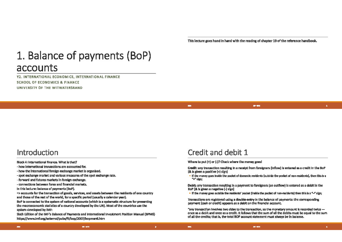 Bop - Lecture notes on balance of payments, international finance ...