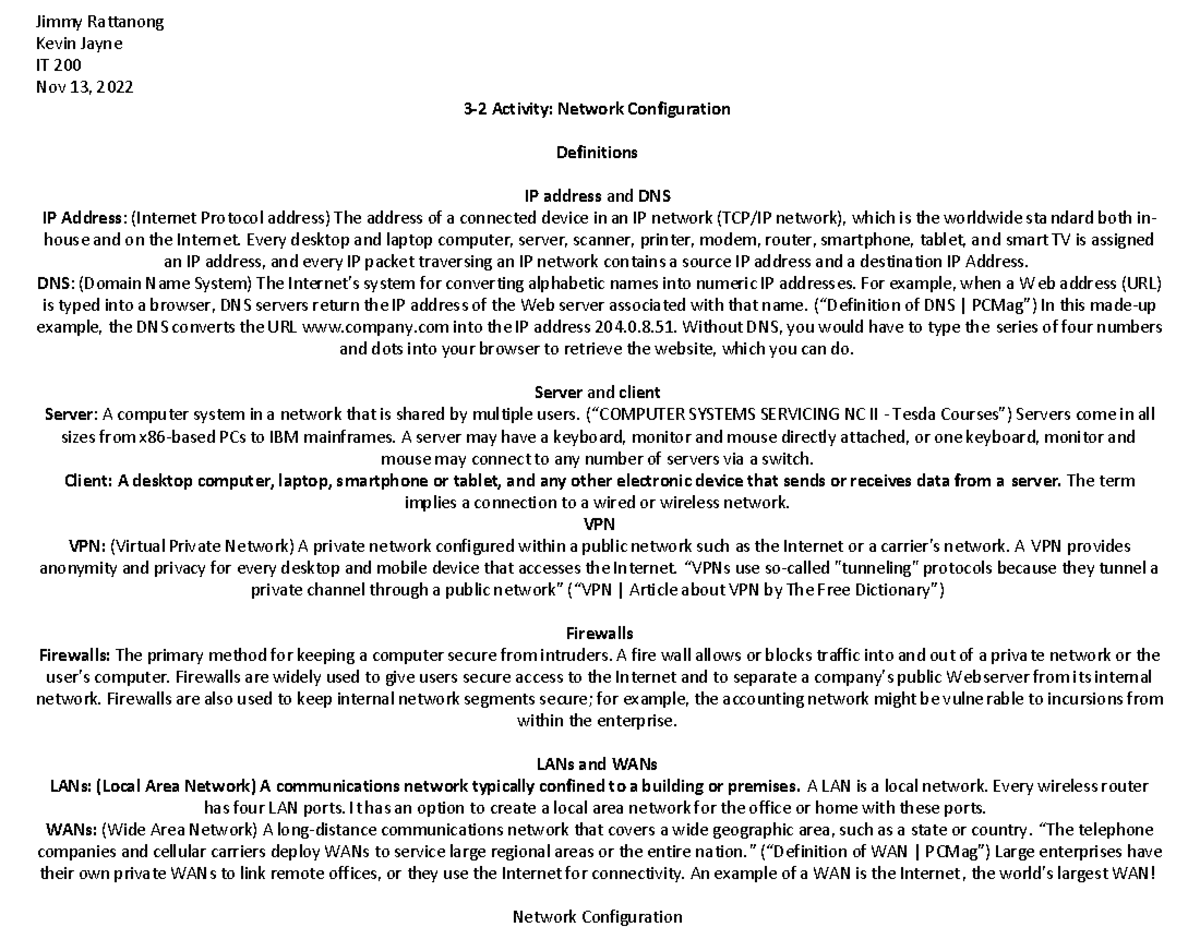 It 200 3-2 Activity Network Configation - Jimmy Rattanong Kevin Jayne ...