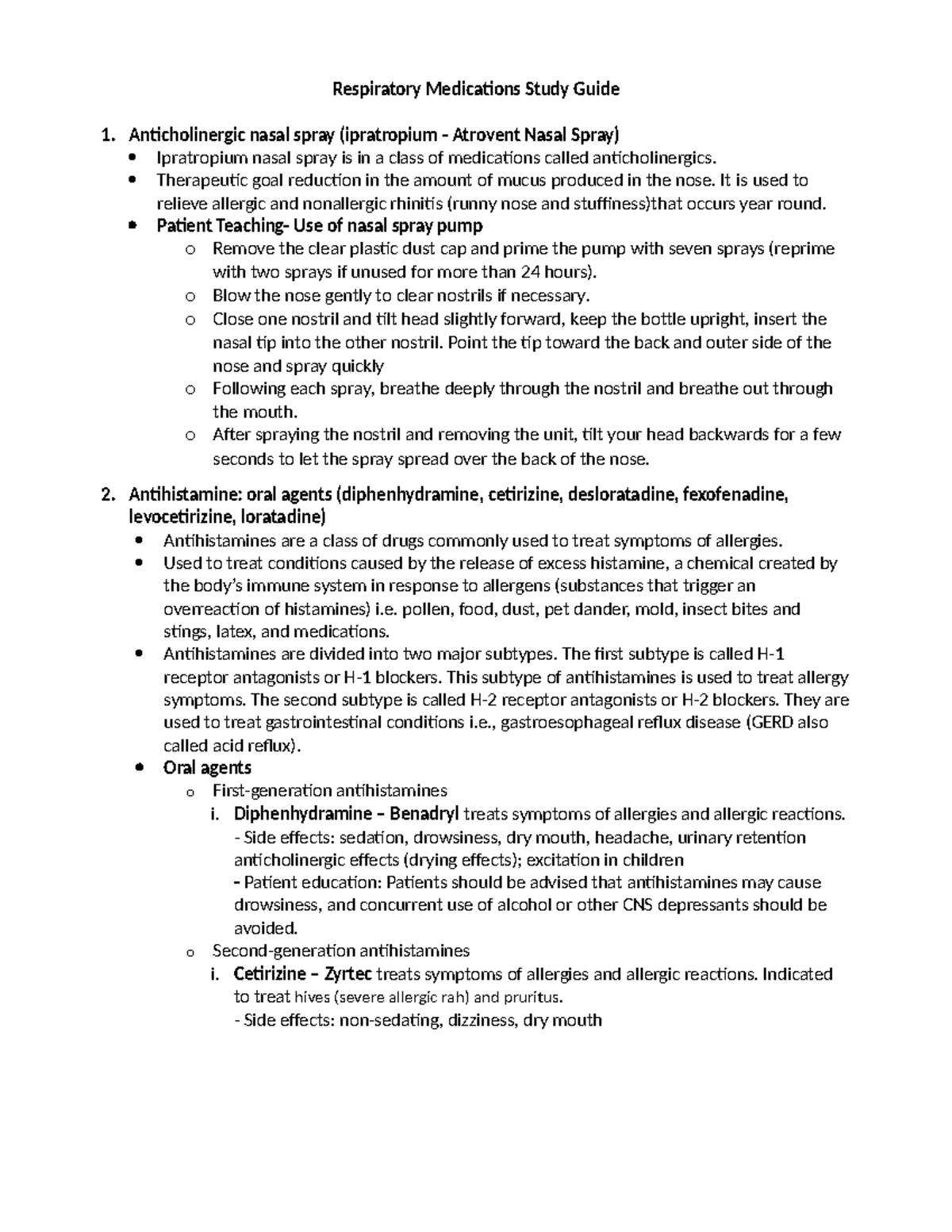 Respiratory Medications - Anticholinergic nasal spray (ipratropium ...