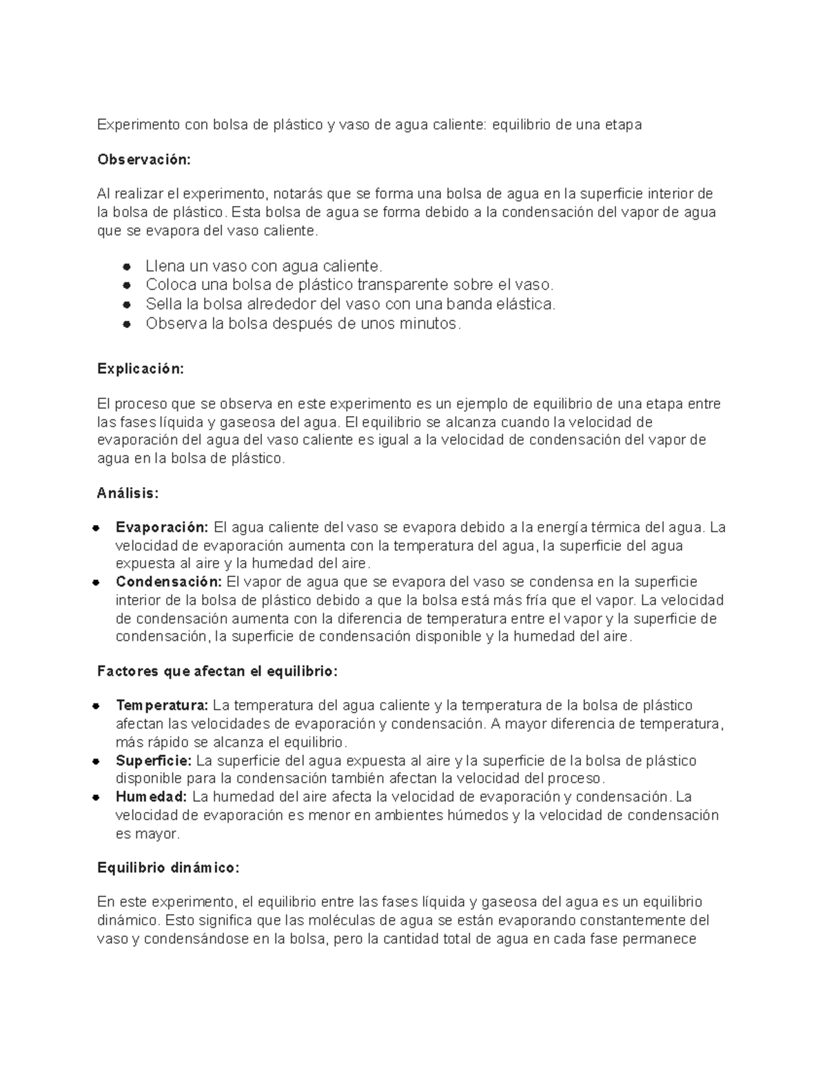 Experimento con una bolsa de plástico y un vaso d... - Experimento con ...