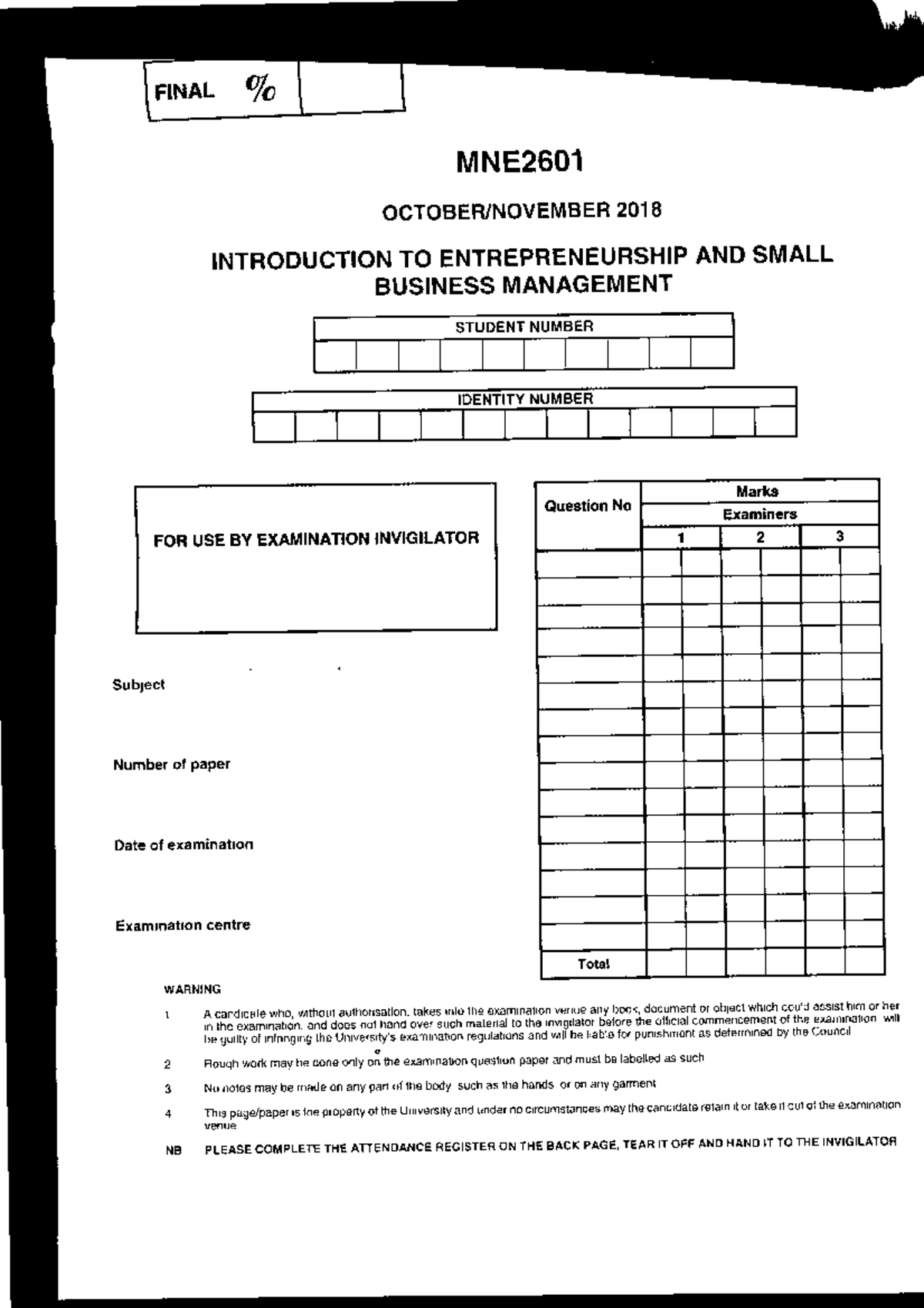 Exam 2018, questions - ICT2622 - Studocu