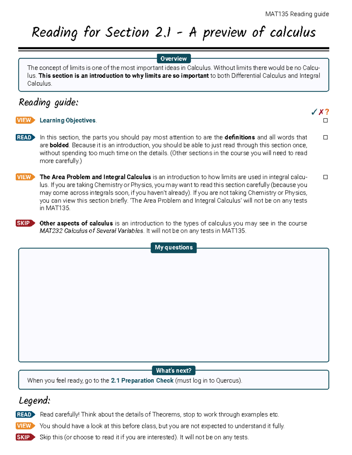 Reading Guide Section 2 - MAT135 Reading guide Reading for Section 2 ...