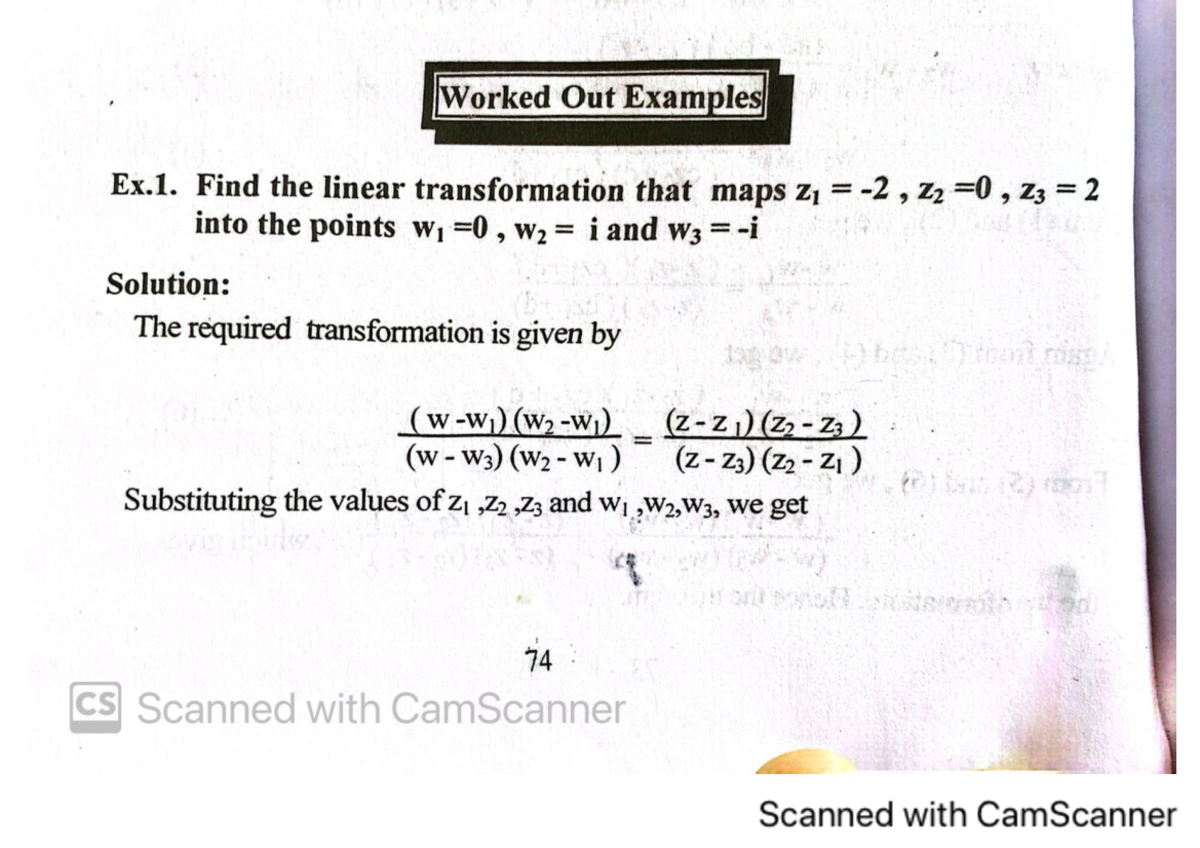 Bilinear-transformation - Worked Out Examples Ex. Find the linear ...