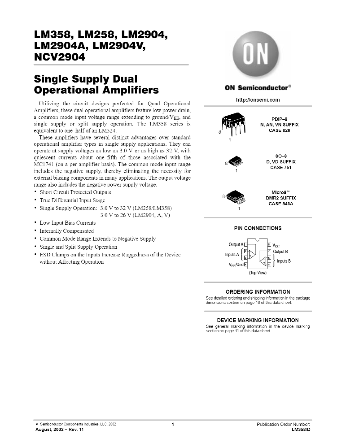 LM358 pdf, LM358 Description, LM358 Datasheet, LM358 view Alldatasheet ...