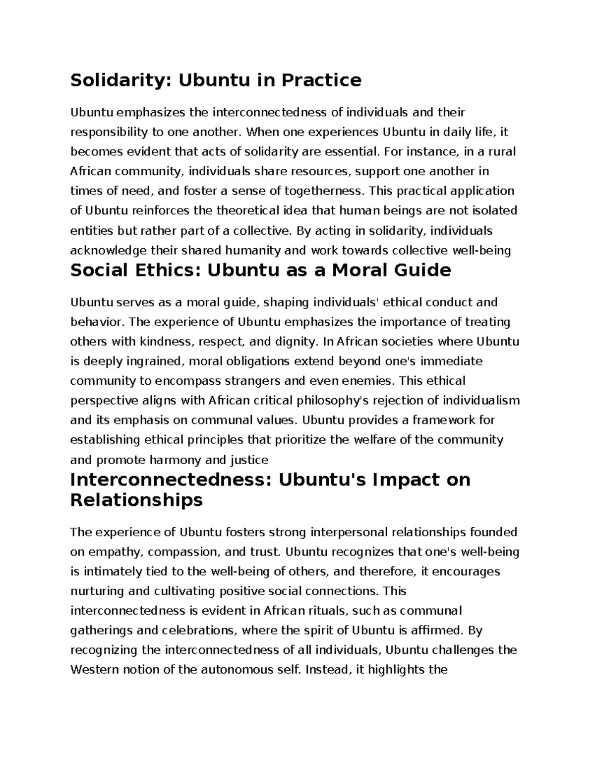 Solidarity - information - Solidarity: Ubuntu in Practice Ubuntu ...