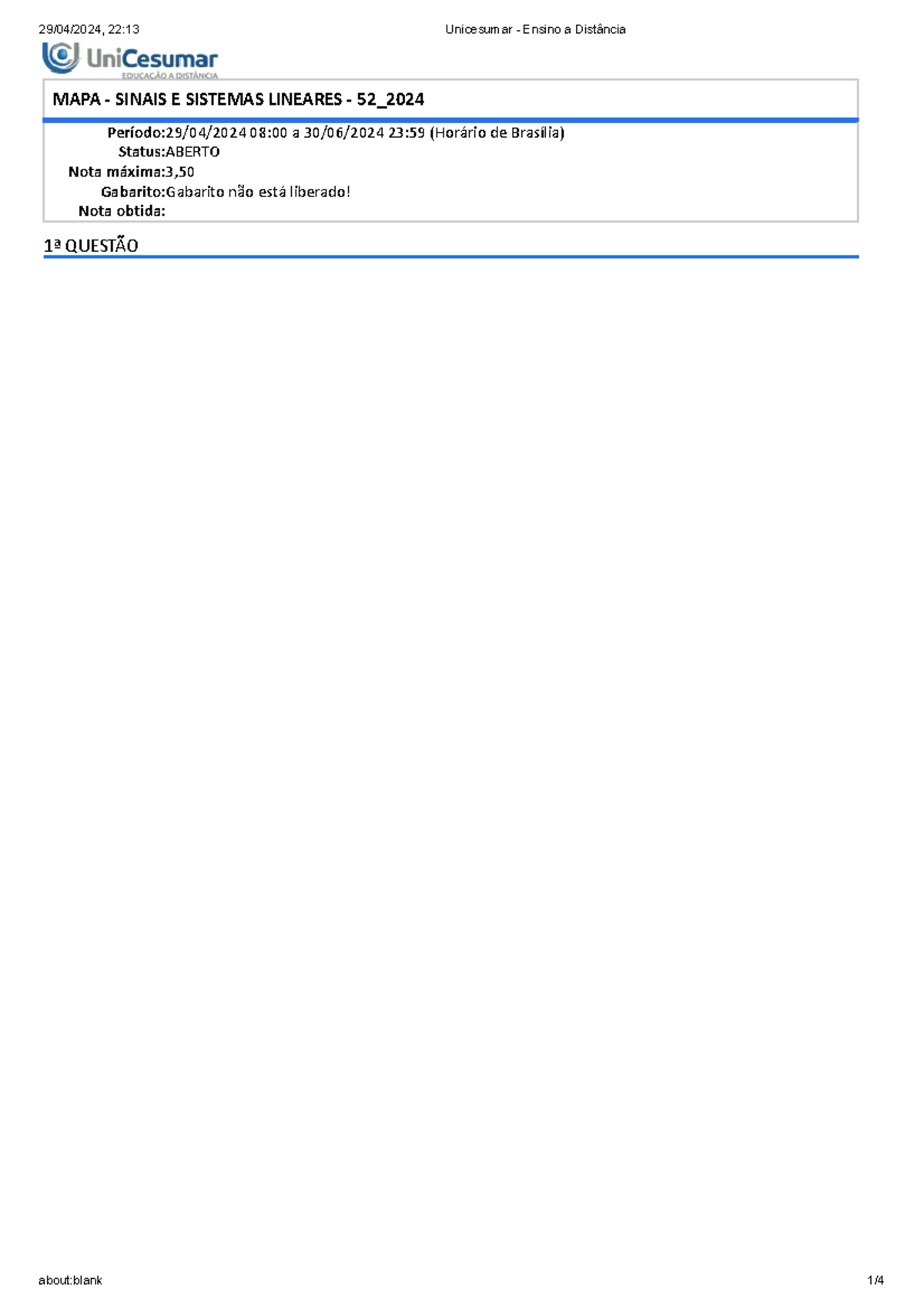 43.9.8486.9985 - Mapa – Sinais e Sistemas Lineares 522024 Esta ...
