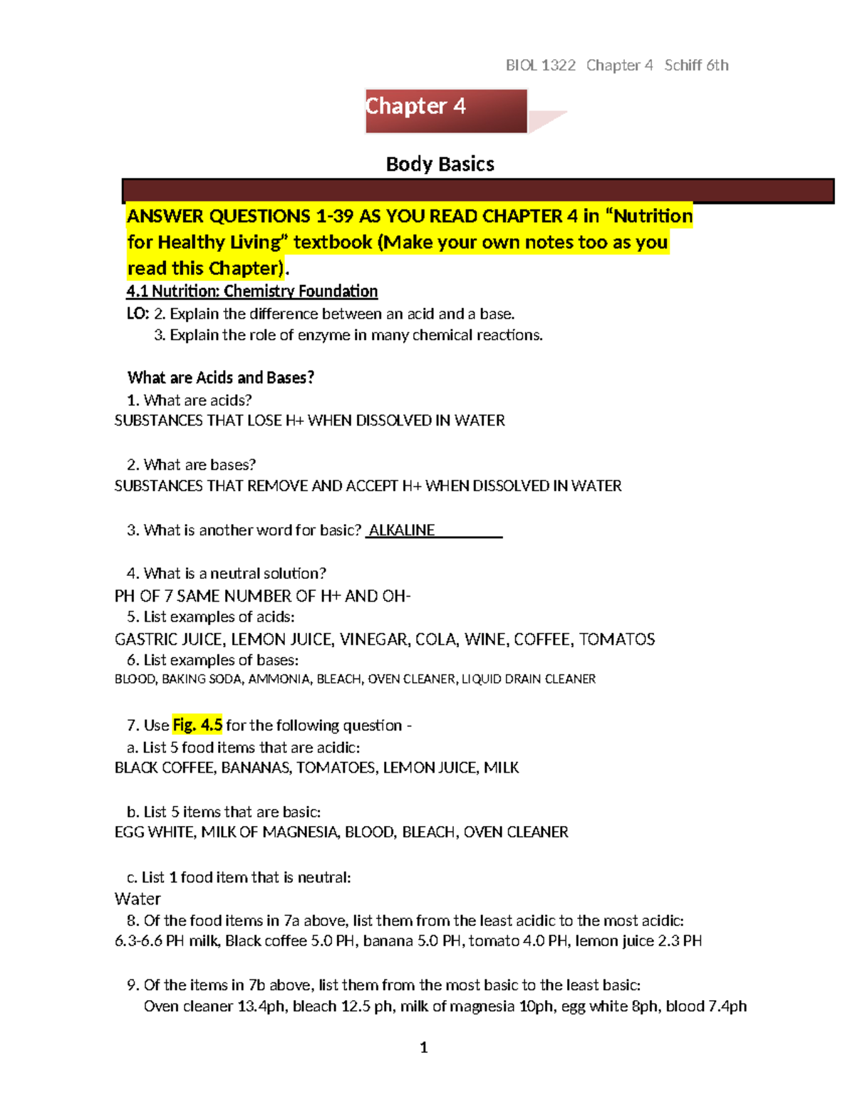 Chapter 4 Body Basics Questions Schiff 6e - Chapter 4 Body Basics ANSWER QUESTIONS 1-39 AS YOU ...