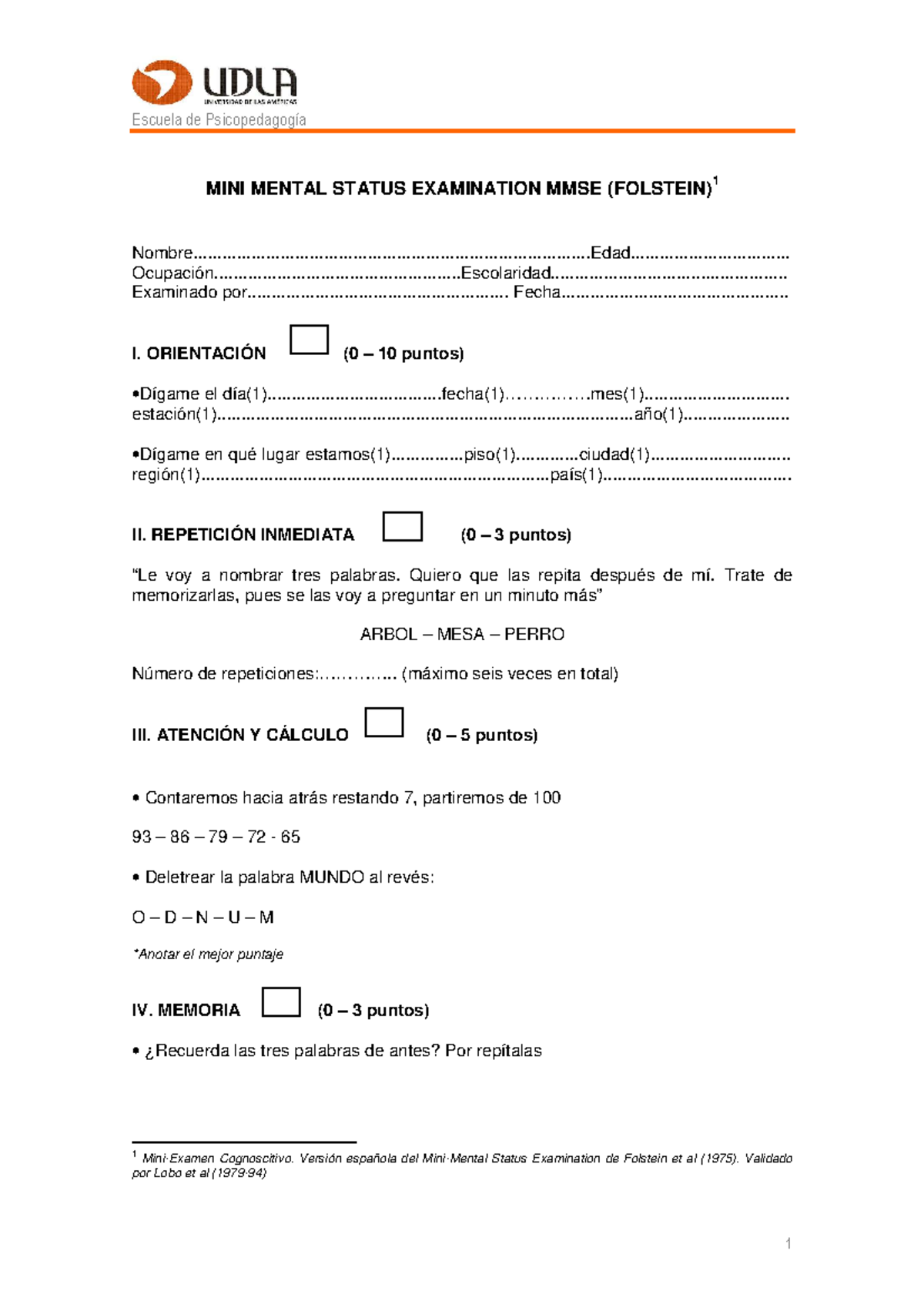Mini mental status examination - MINI MENTAL STATUS EXAMINATION MMSE ...