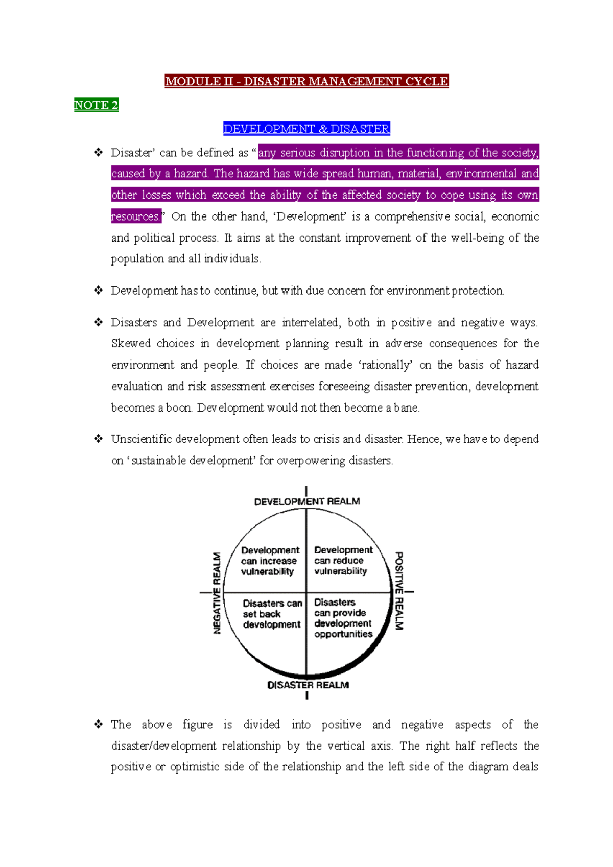 DM m 2 - This note is on disaster management - MODULE II - DISASTER ...