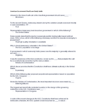 American Government midterm exam study guide - American Government ...