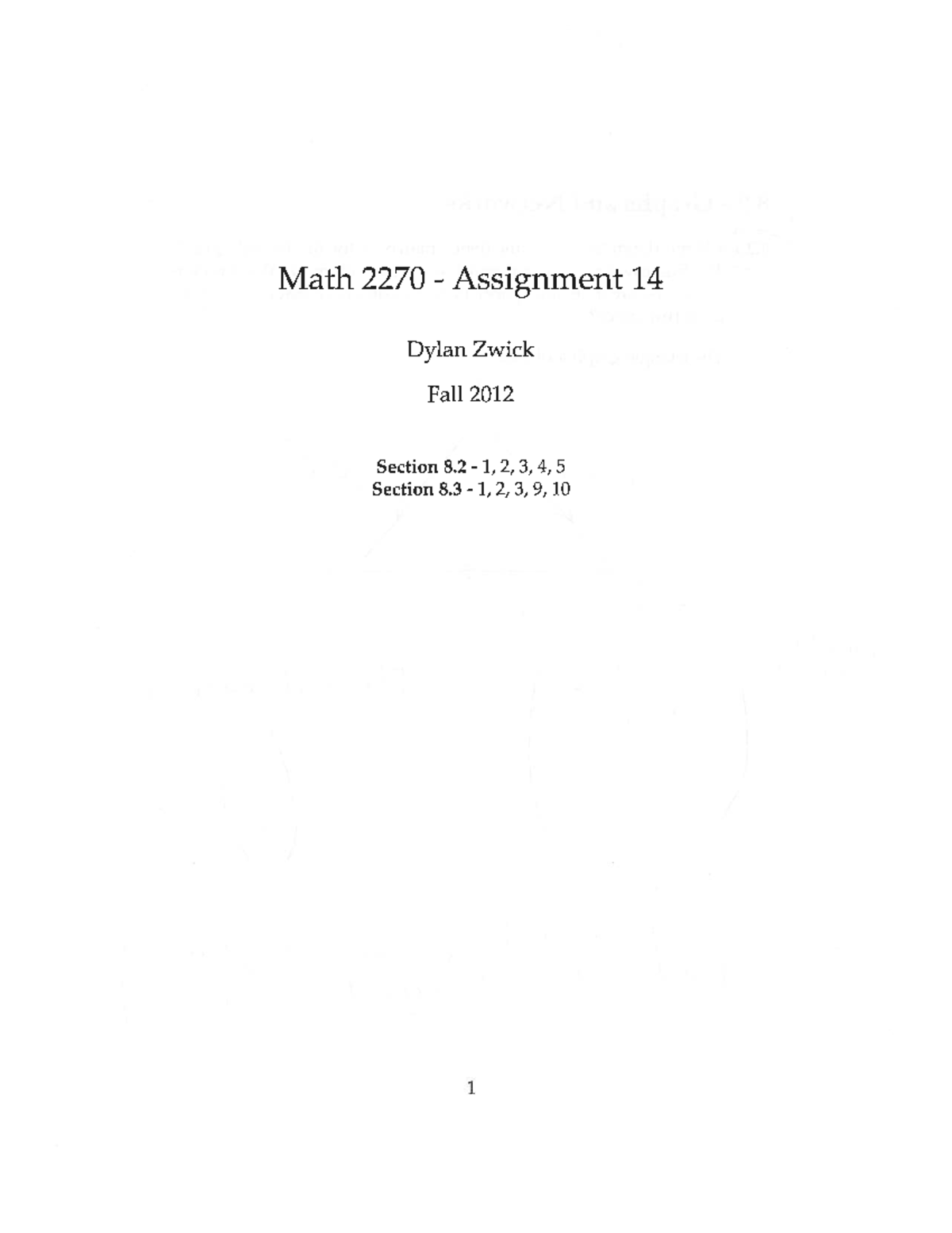 Seminar assignments - Assignment 14 with solutions - Math 2270 ...