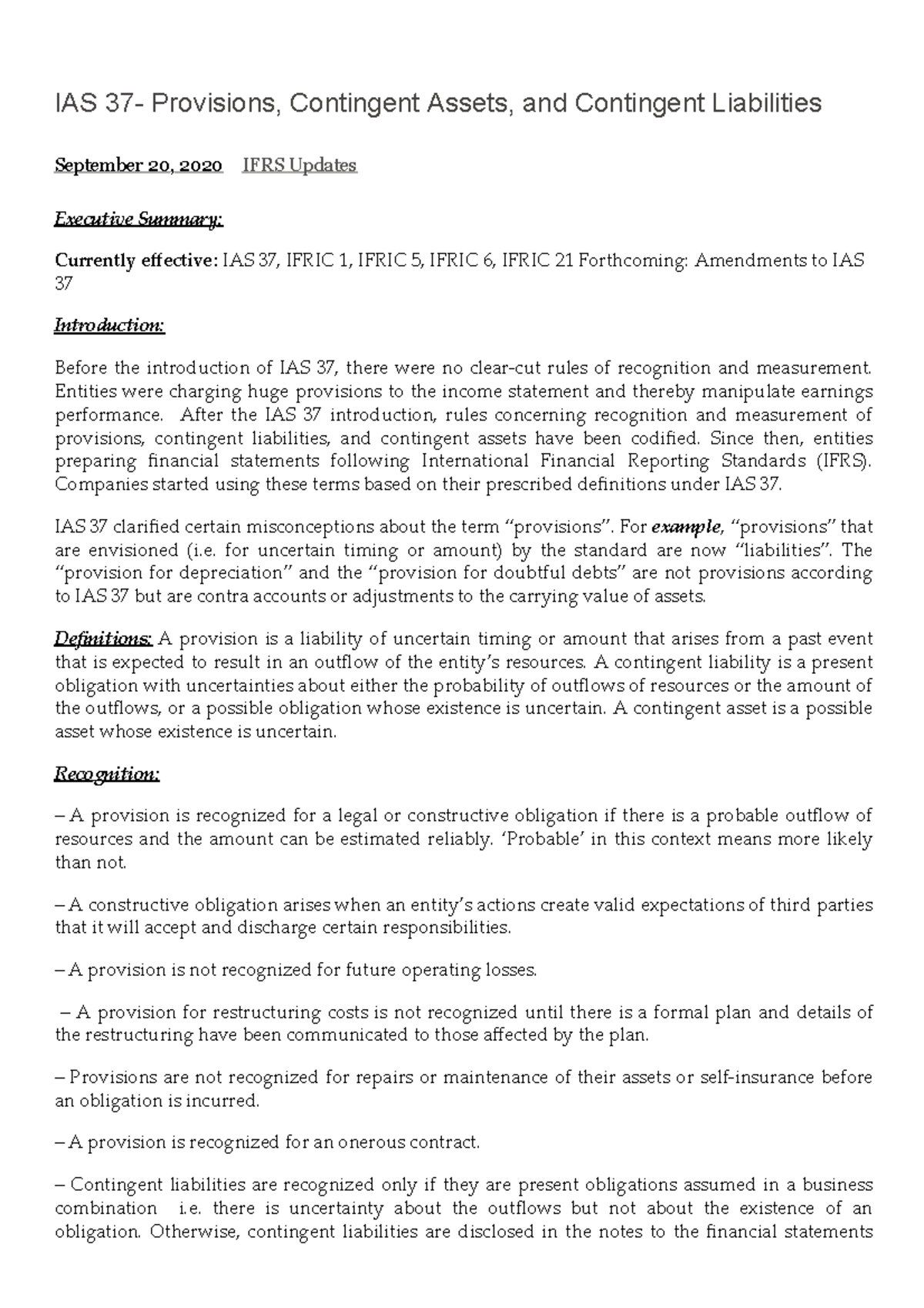 IAS 37- Provisions, Contingent Assets, and Contingent Liabilities ...