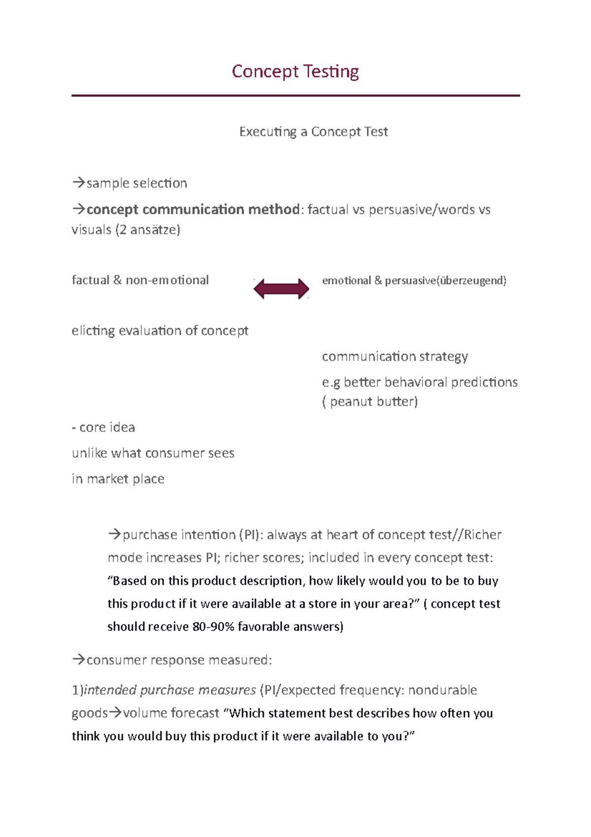 Concept Testing - Vorlesungsnotizen 1 - Concept Testing Executing a ...