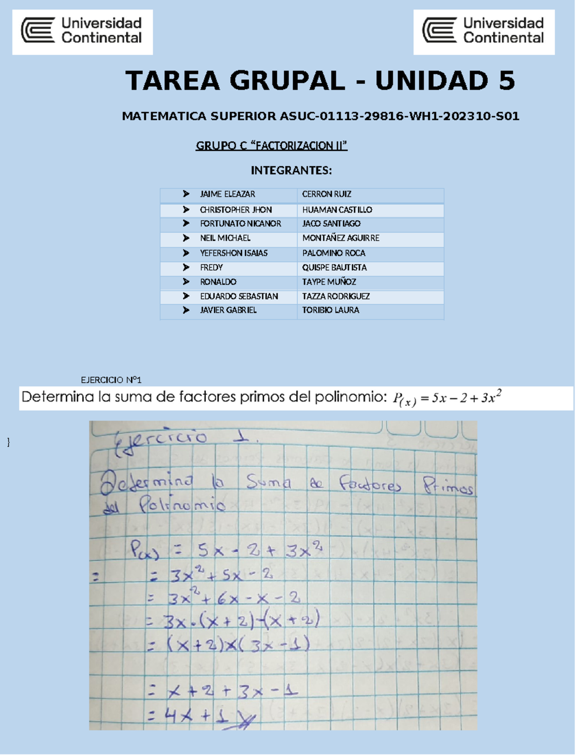 Tarea Grupal Matematica- Grupoo C - matematica financiera - TAREA GRUPAL - UNIDAD 5 MATEMATICA ...
