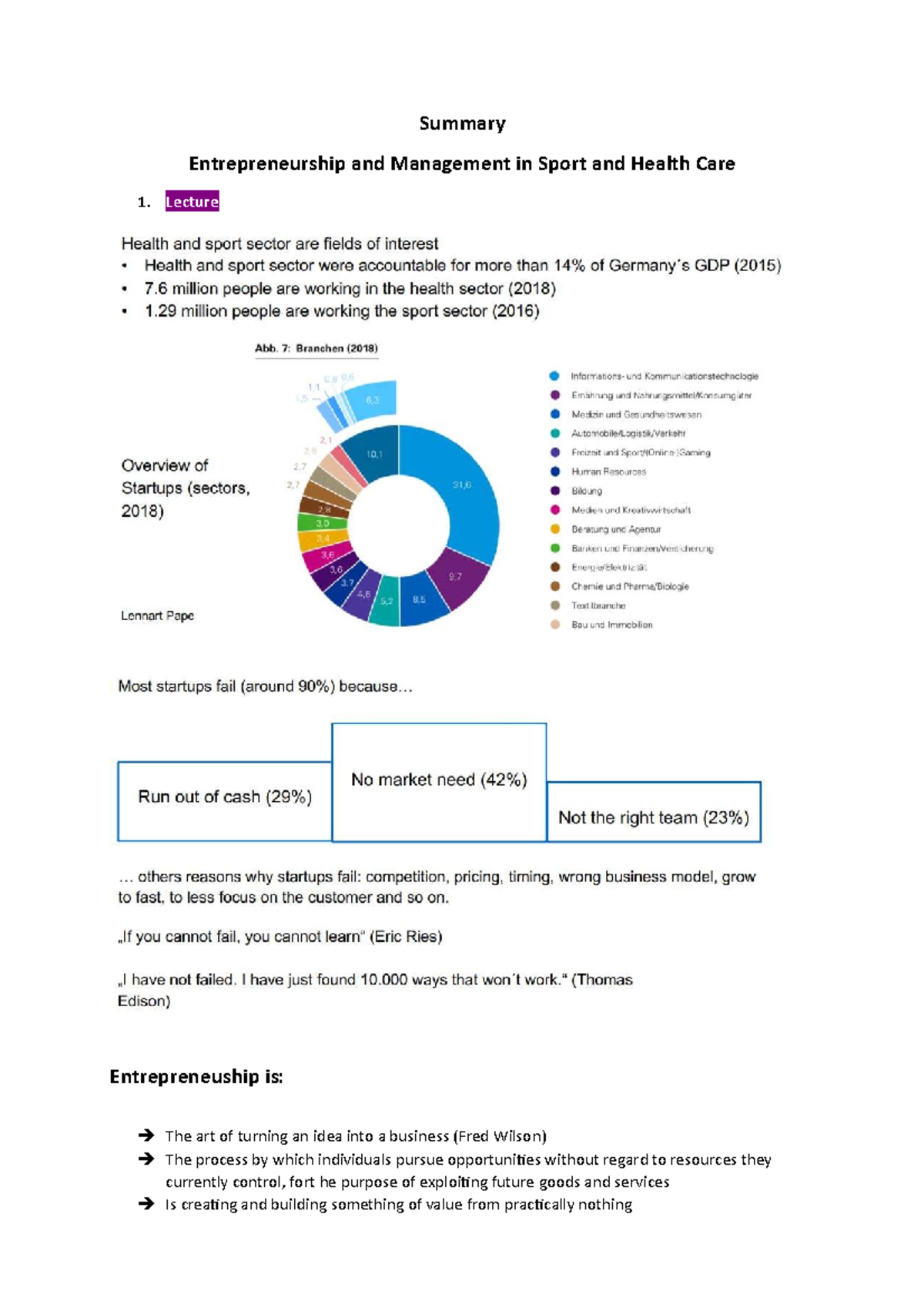 Summary Introduction to Entrepreneurship - Summary Entrepreneurship and ...