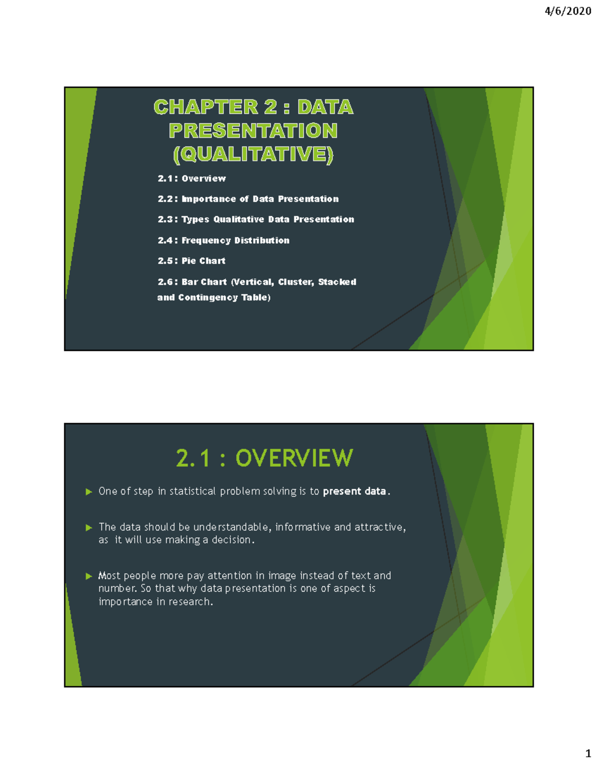 Chapter 2 -Data Presentation (Quali) - Warning: TT: undefined function: 32 2 : Overview 2 ...