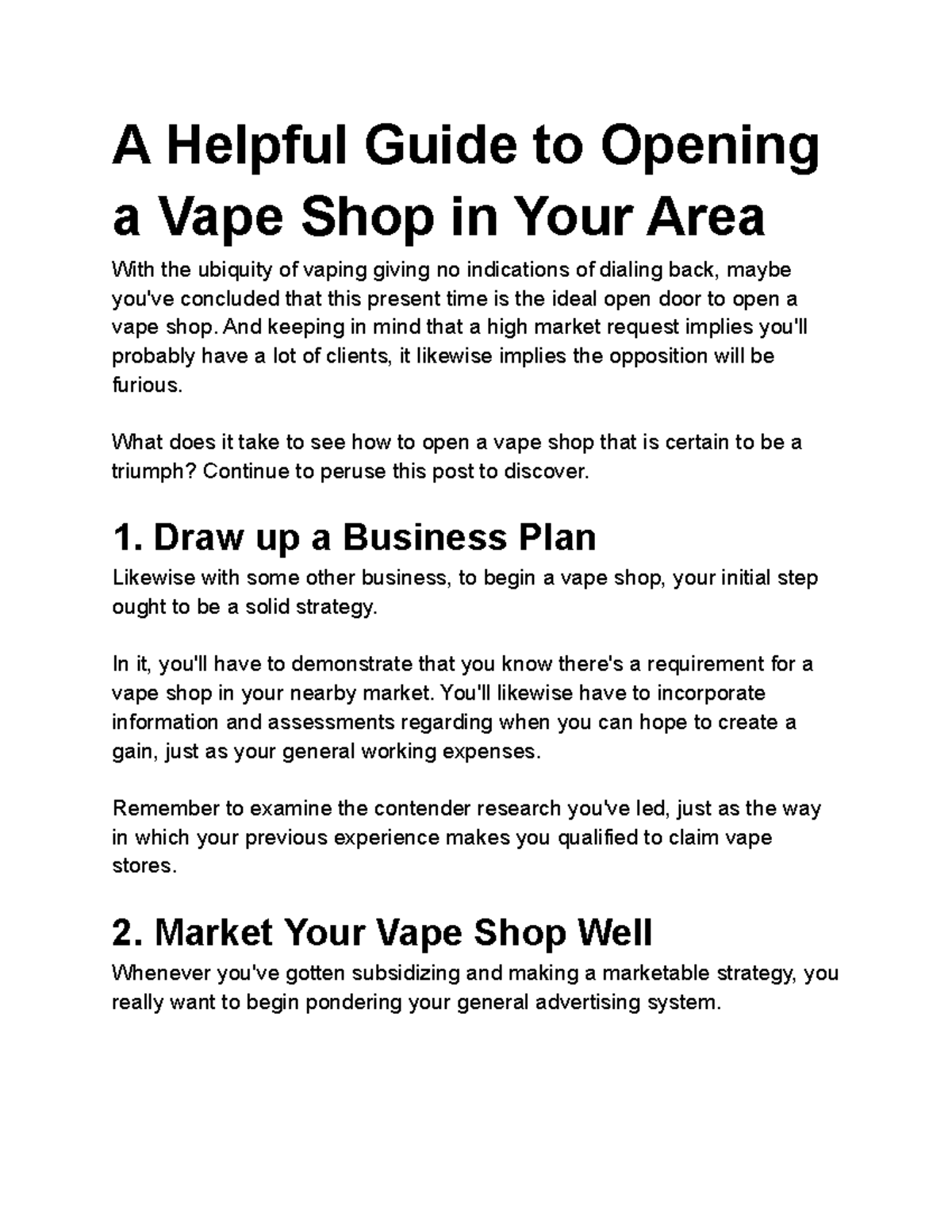 A Helpful Guide to Opening a Vape Shop in Your Area - And keeping in ...