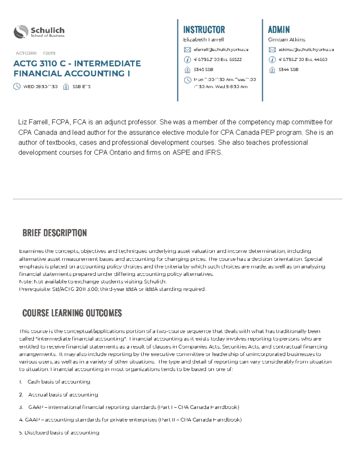 Syllabus ACTG 3110 C - Intermediate Financial Accounting I - ACTG3110 F ...