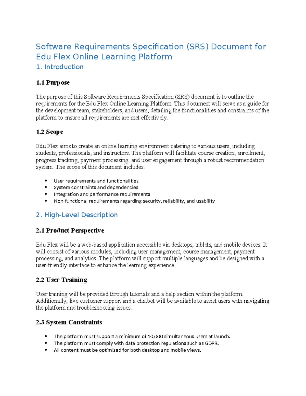 Software Requirements Specification - Introduction 1 Purpose The ...