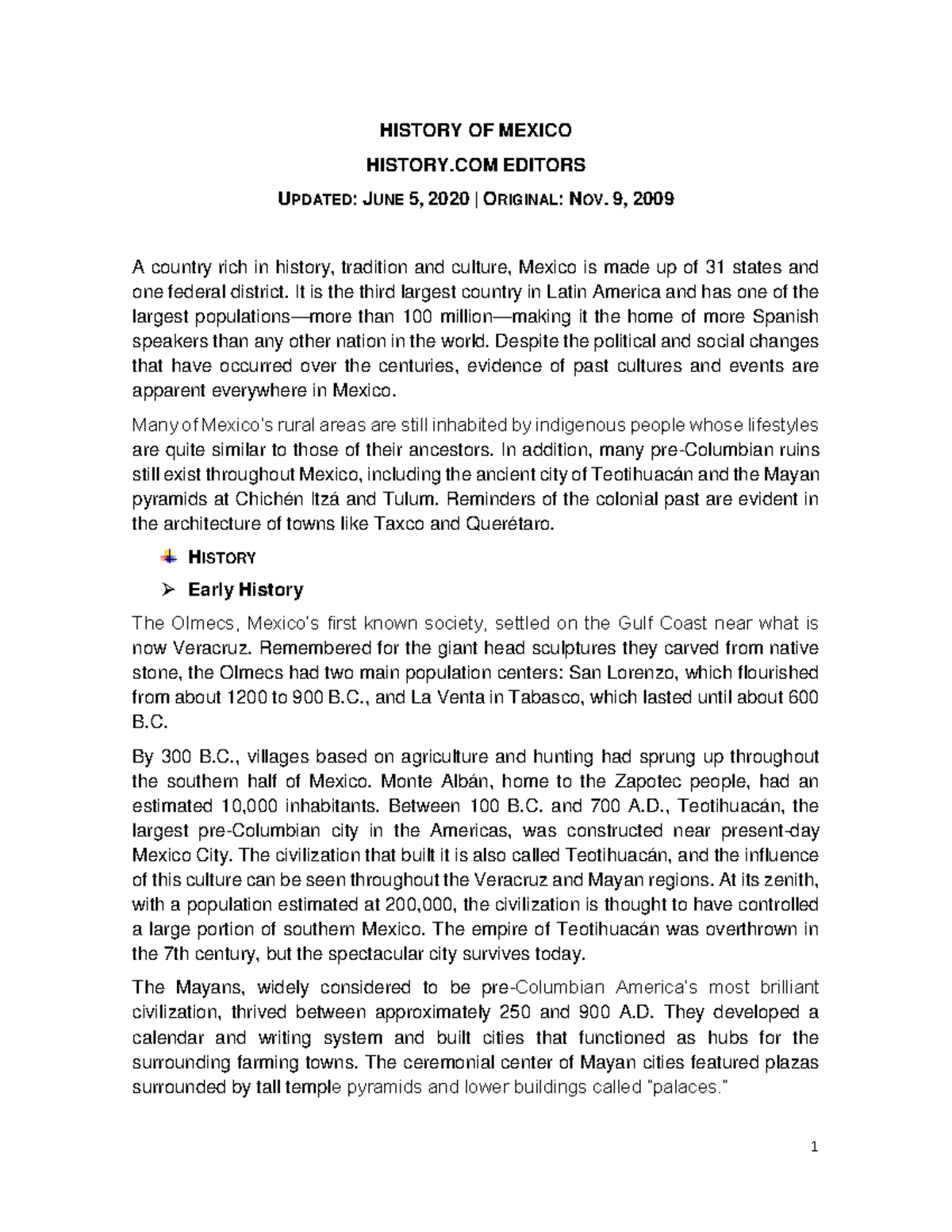 History OF Mexico History - HISTORY OF MEXICO HISTORY EDITORS UPDATED ...