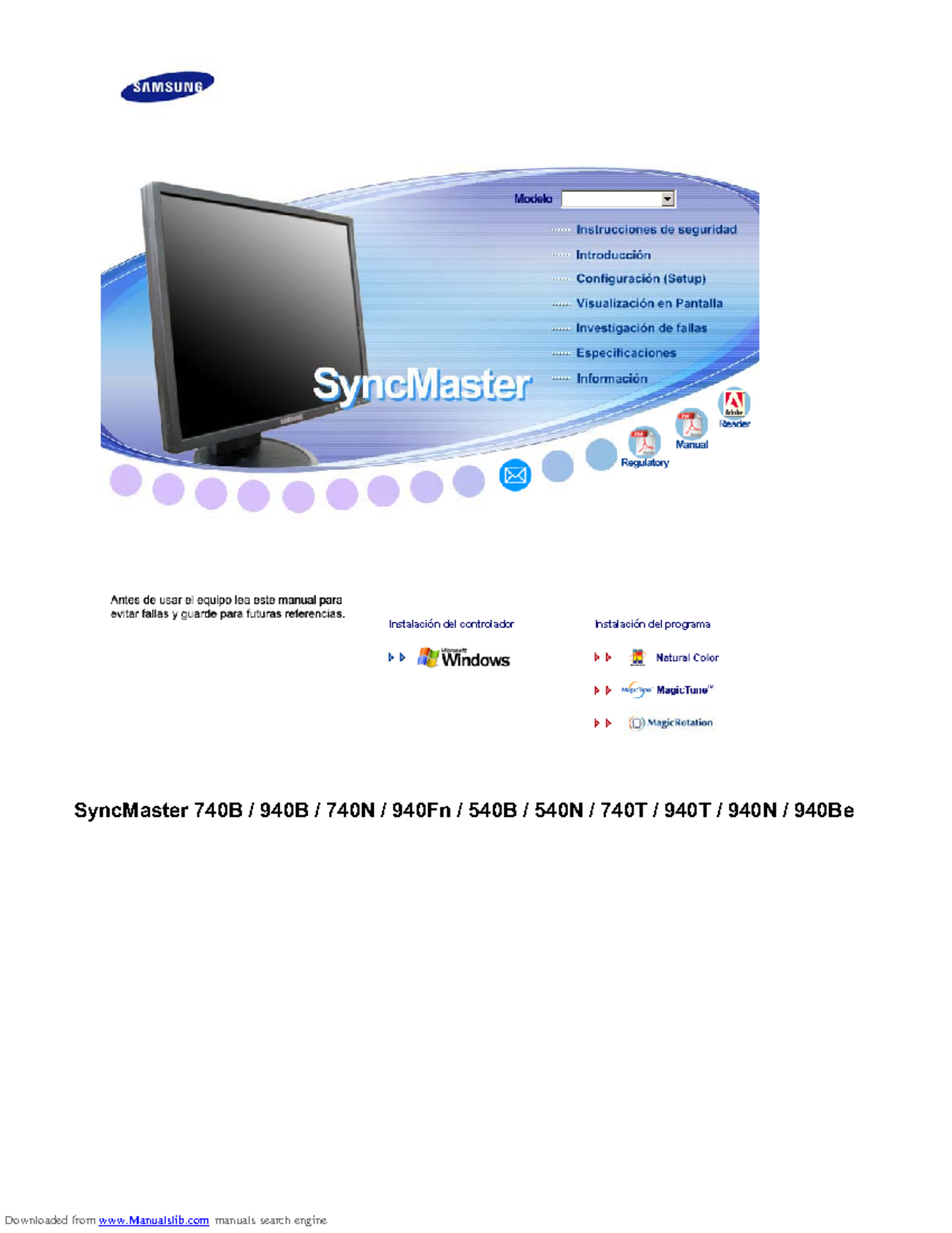 manual de usuario samsung syncmaster - Instalación del controlador ...