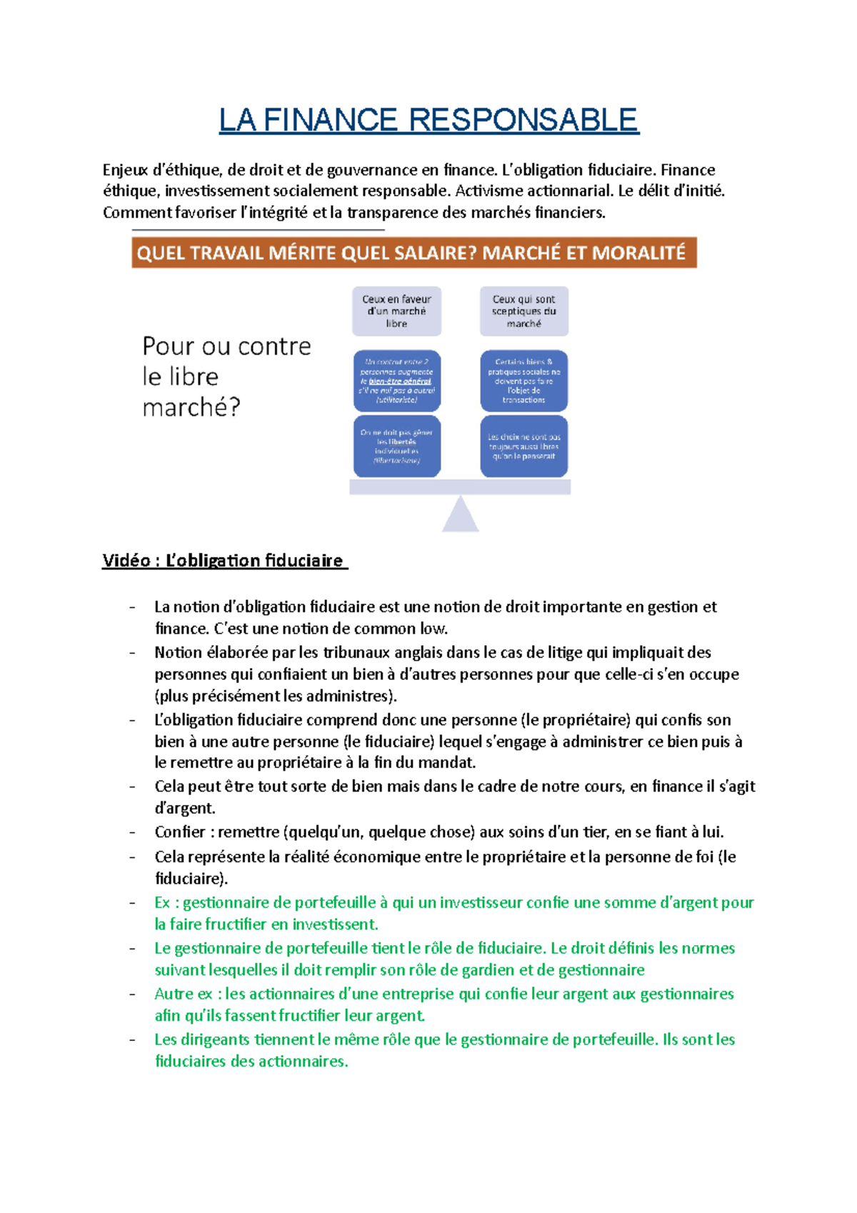 Séance 6 Finance éthique - LA FINANCE RESPONSABLE Enjeux d’éthique, de ...