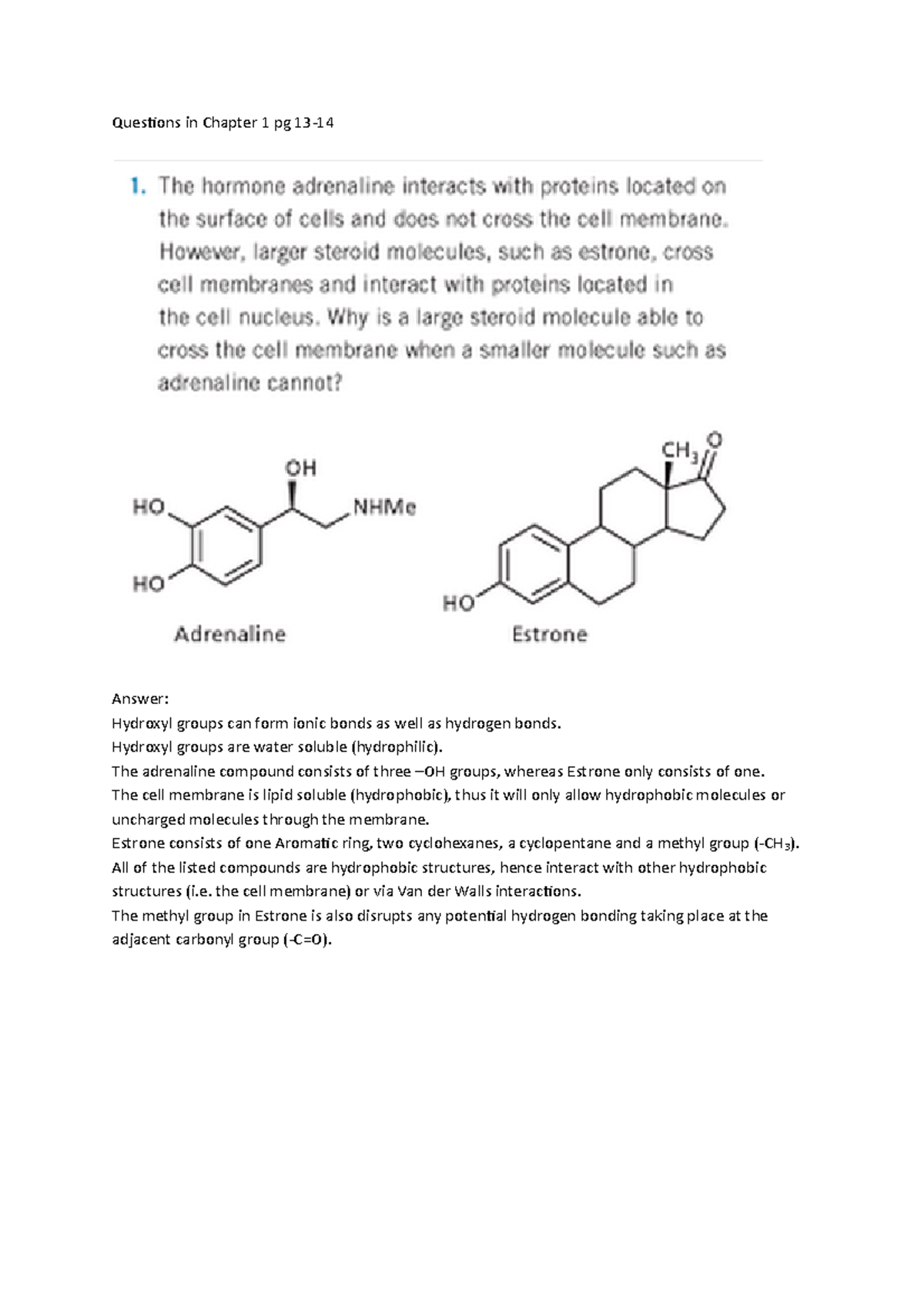Tutorial work, Questions and Answers to an Introduction to Medicinal ...