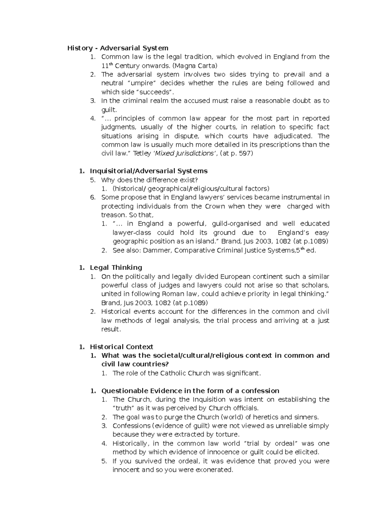 History - Lecture notes First semester - History - Adversarial System 1 ...