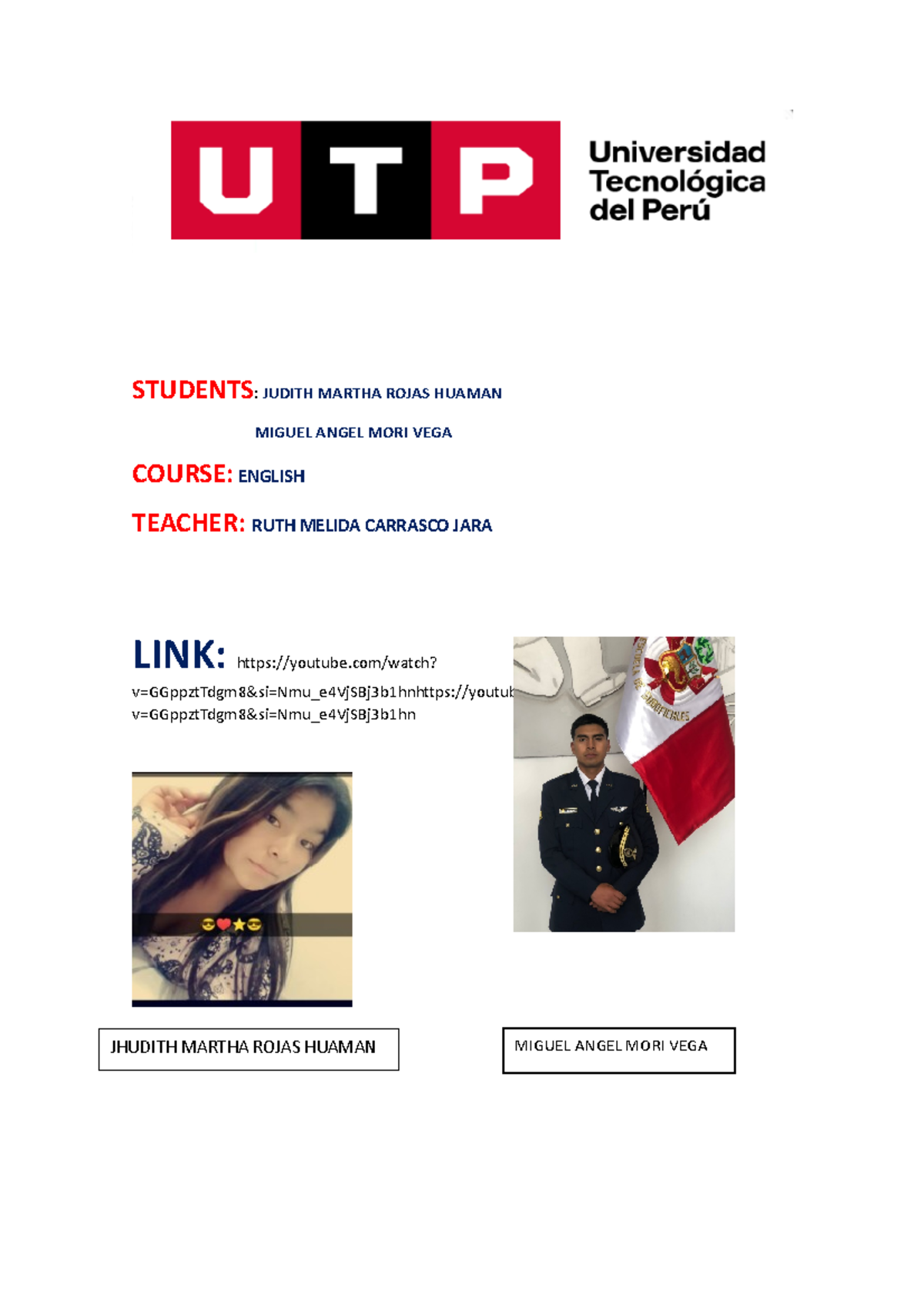 Ingles Semana 05 - Trabajo - STUDENTS: JUDITH MARTHA ROJAS HUAMAN ...