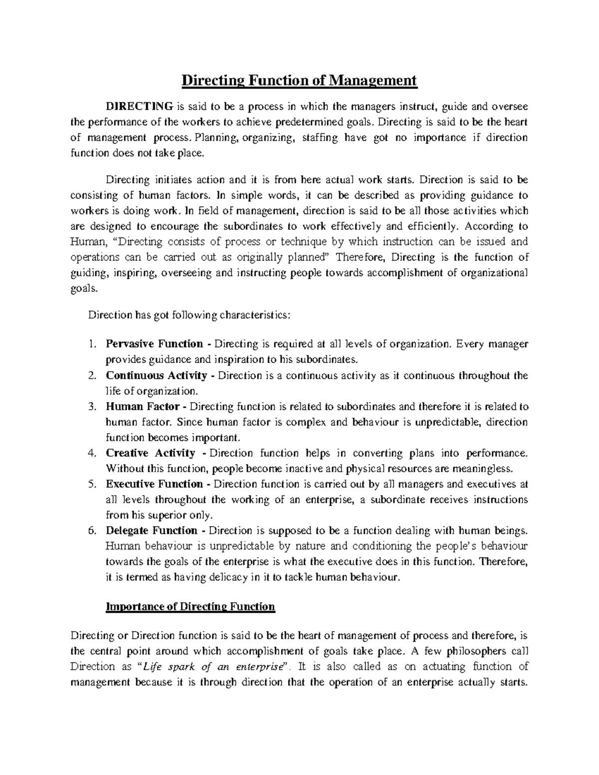 Directing - Function of Management - Directing Function of Management ...