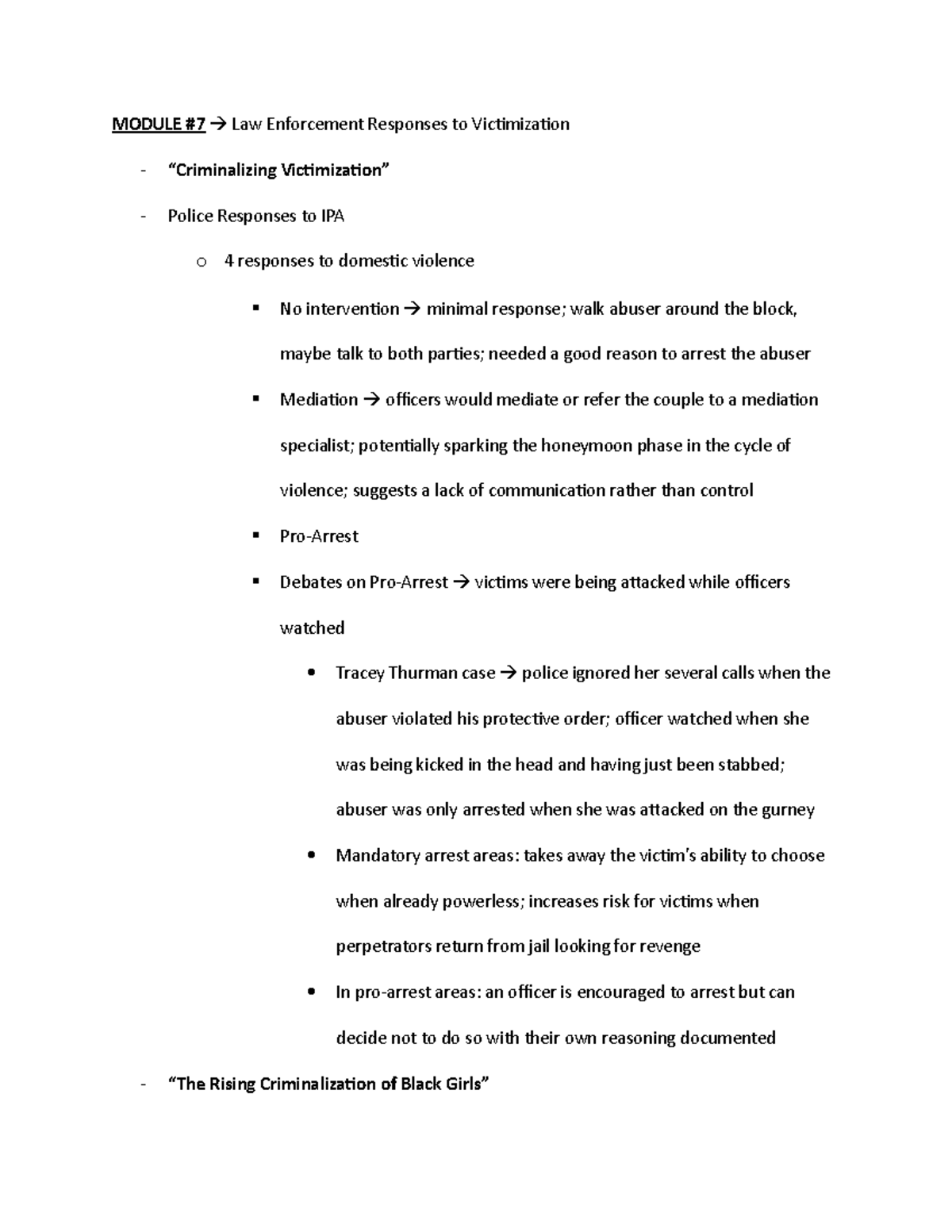 Module #7 - MODULE #7 Law Enforcement Responses to Victimization ...