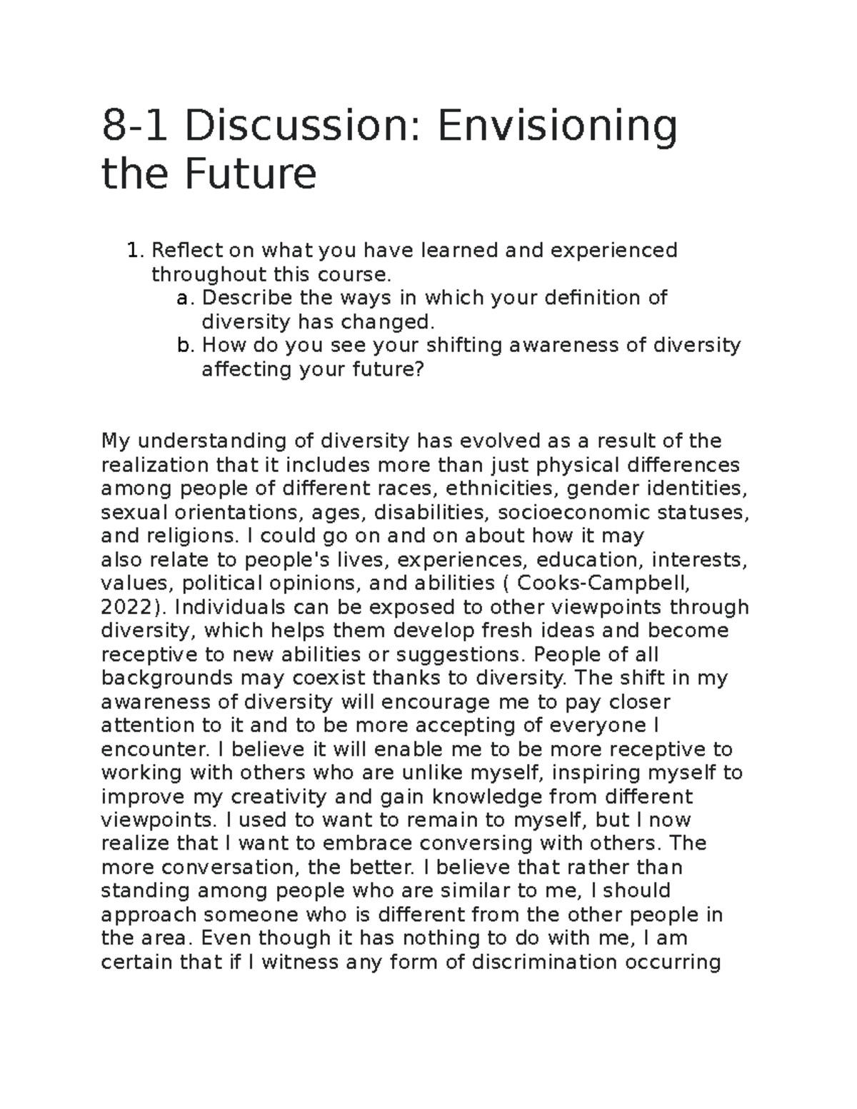 Discussion 8-1 - Reflect on what you have learned and experienced ...