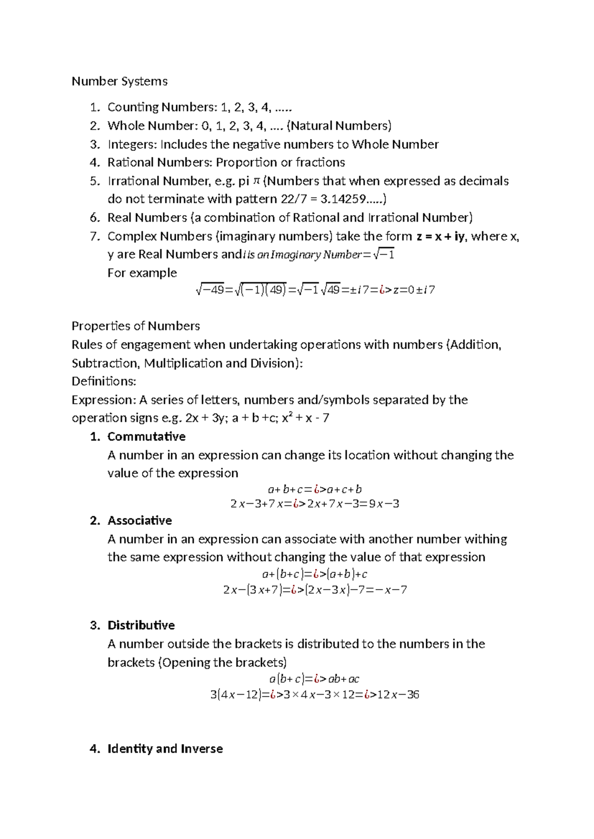 Number Systems - The above lecture note are very useful for your ...