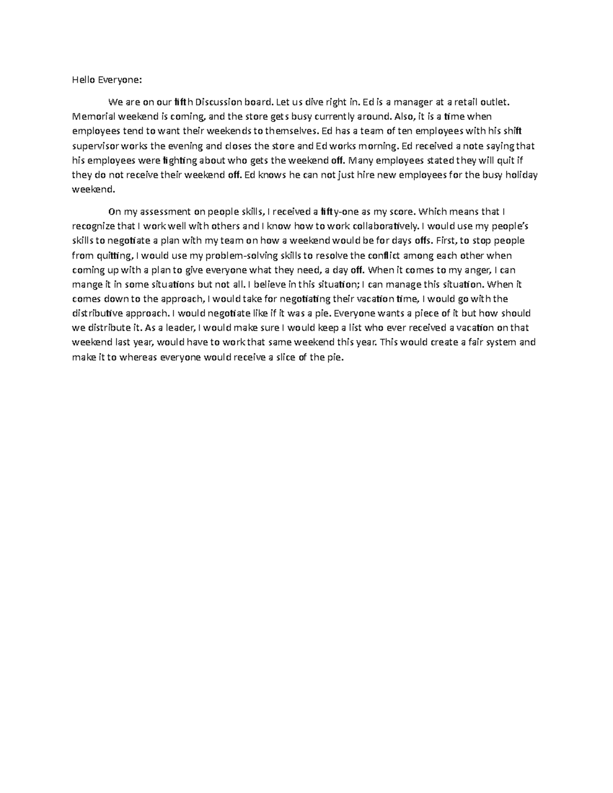 5-3 Discussion - This is just a weekly assignment that is placed by the ...