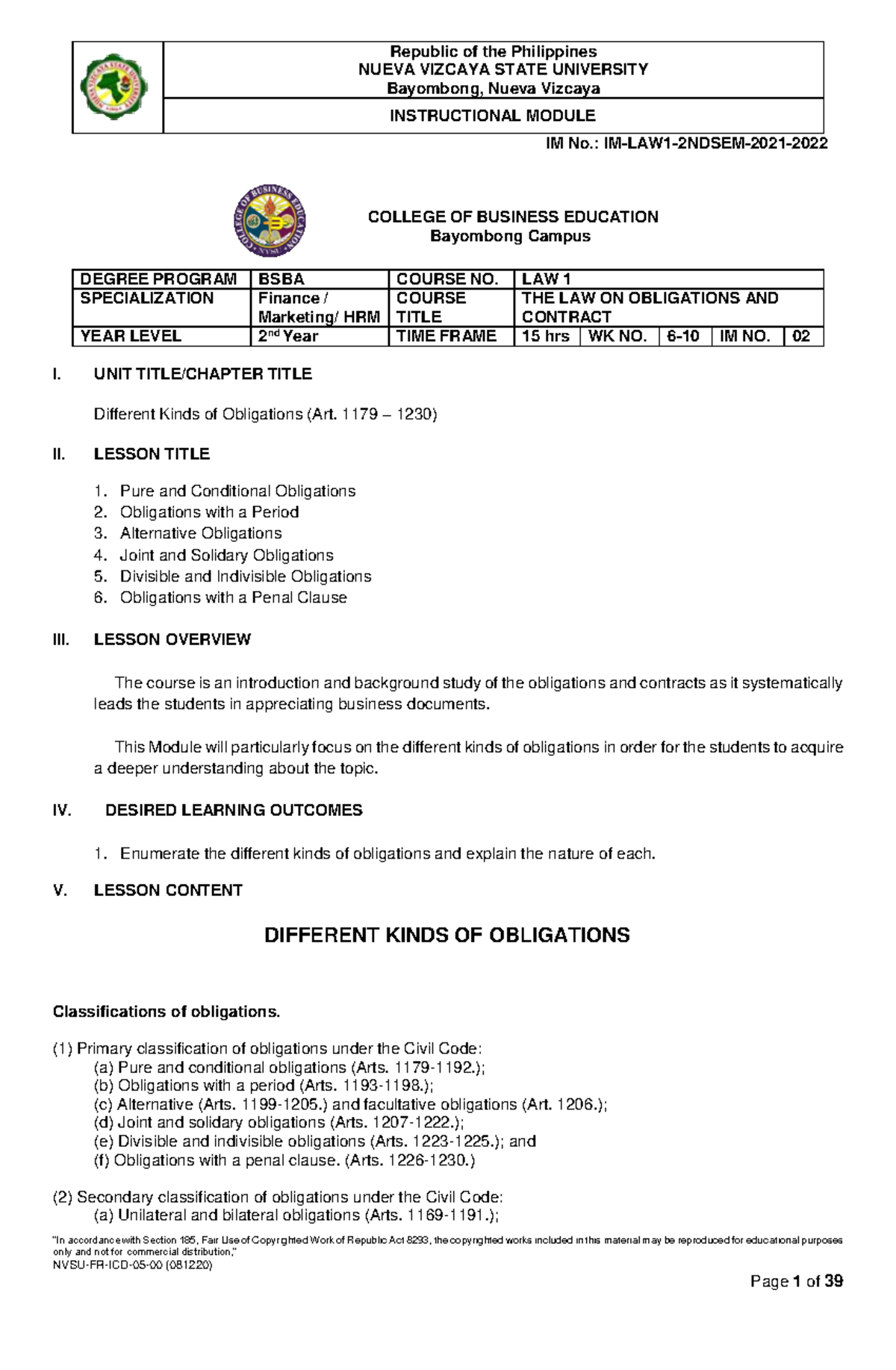 Oblicon-Module-2 - It makes your life easier. - NUEVA VIZCAYA STATE ...