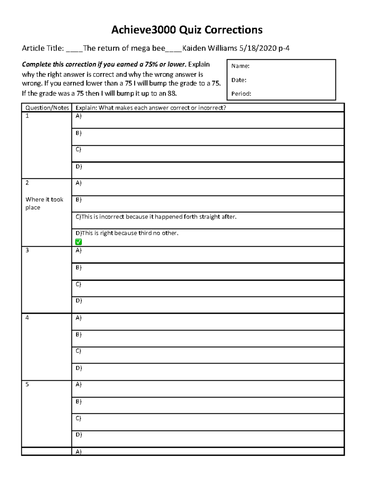 Achieve 3000 Quiz Corrections 1 - Achieve3000 Quiz Corrections Article ...