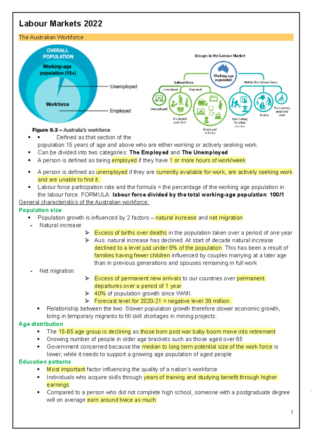 Economic notes term 3 - Labour Markets 2022 The Australian Workforce ...