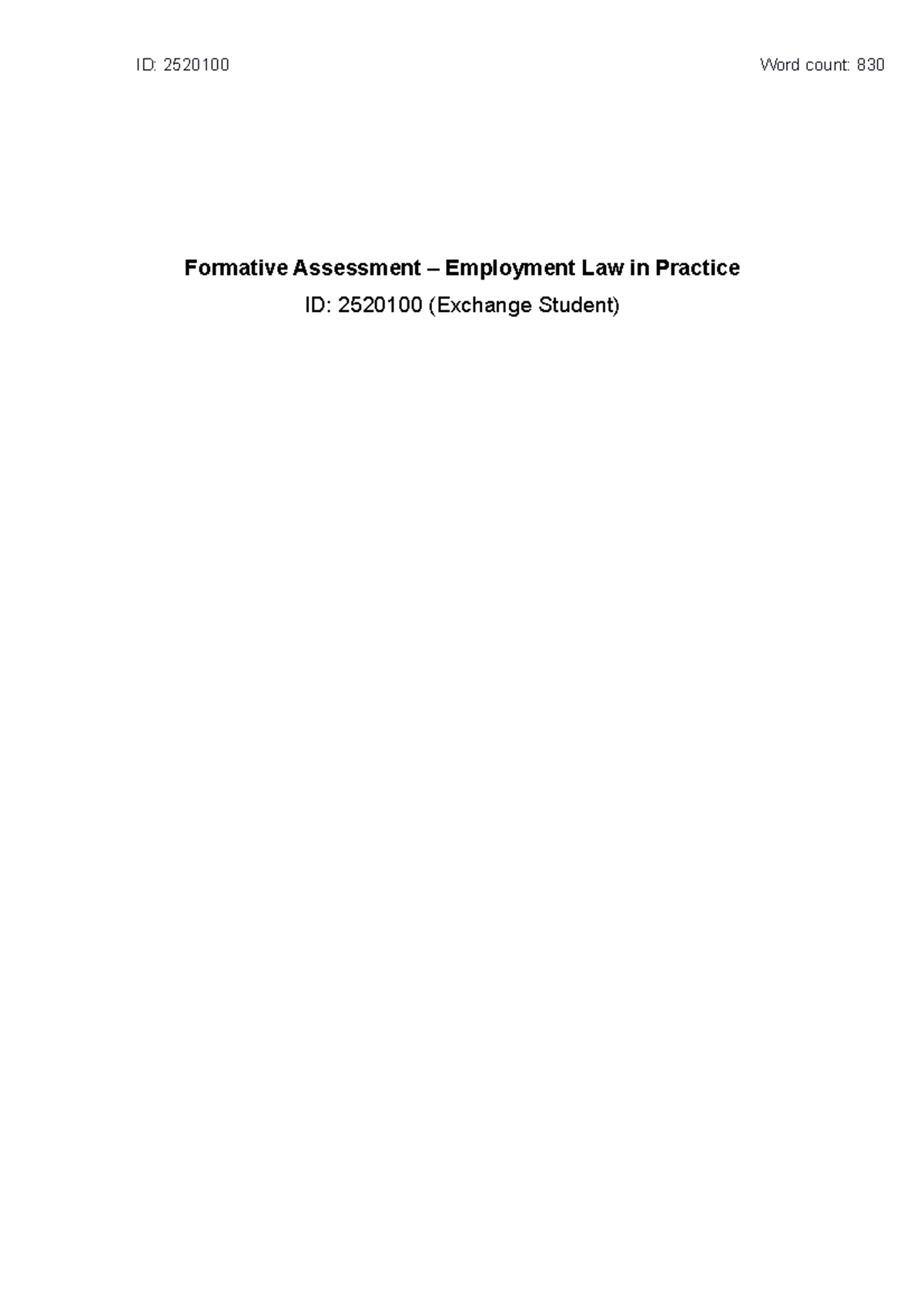 Formative Assessment Employment Law in Practice - Formative Assessment ...