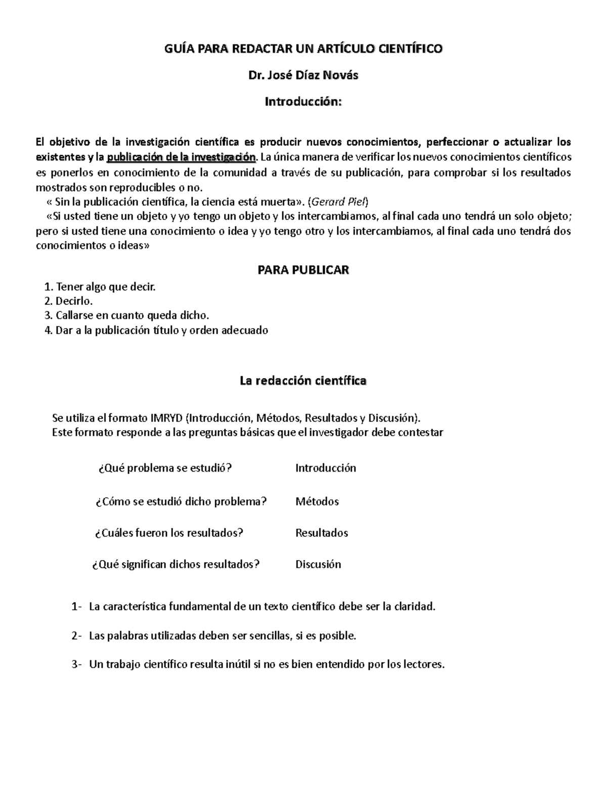 GuÍa Para Redactar Un Artículo Científico GuÍa Para Redactar Un
