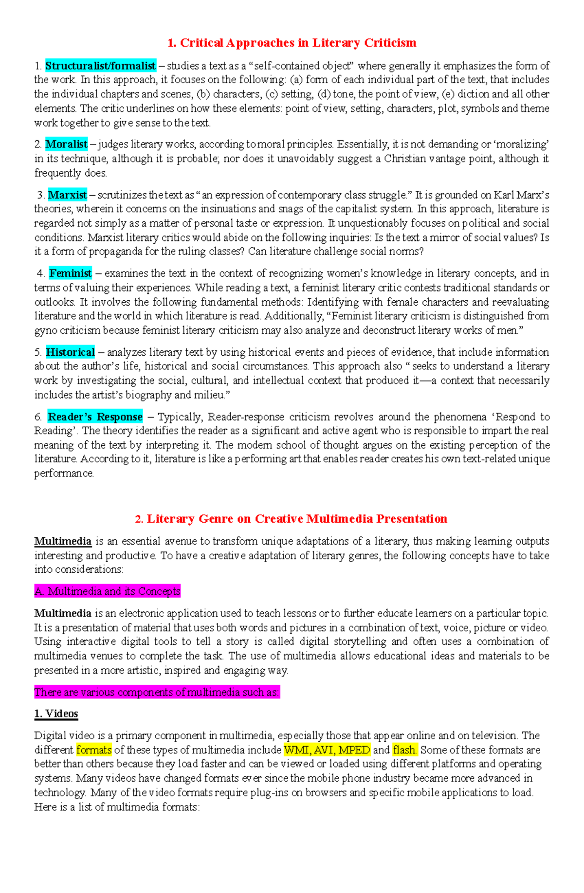 21st Century Lit Reviewer - 1. Critical Approaches in Literary ...